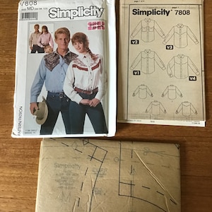 Misses or Mens Western Shirt Pattern Unisex Long Sleeve UNCUT ...