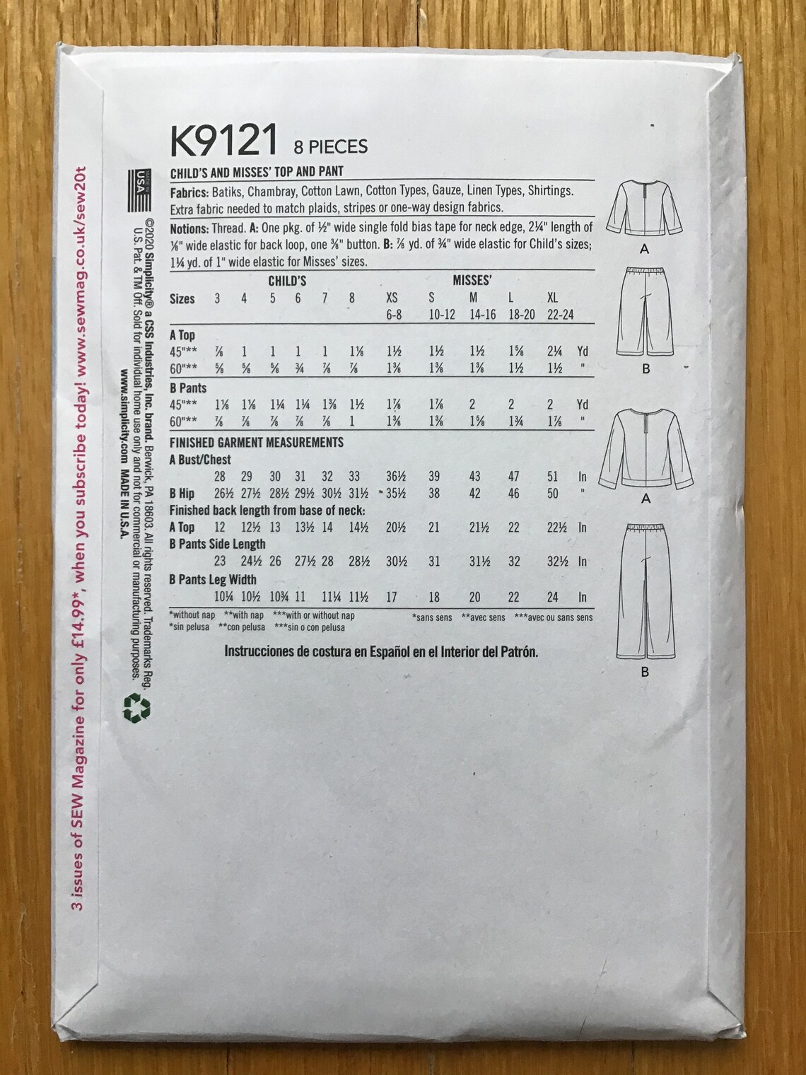 Mother Daughter Top and Pants Pattern Simplicity 9121 UNCUT - Etsy