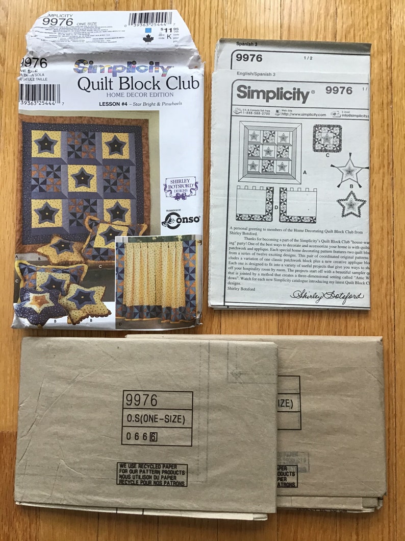 Quilt Block Club Pattern Lesson 4 Simplicity 9976 Star Bright - Etsy