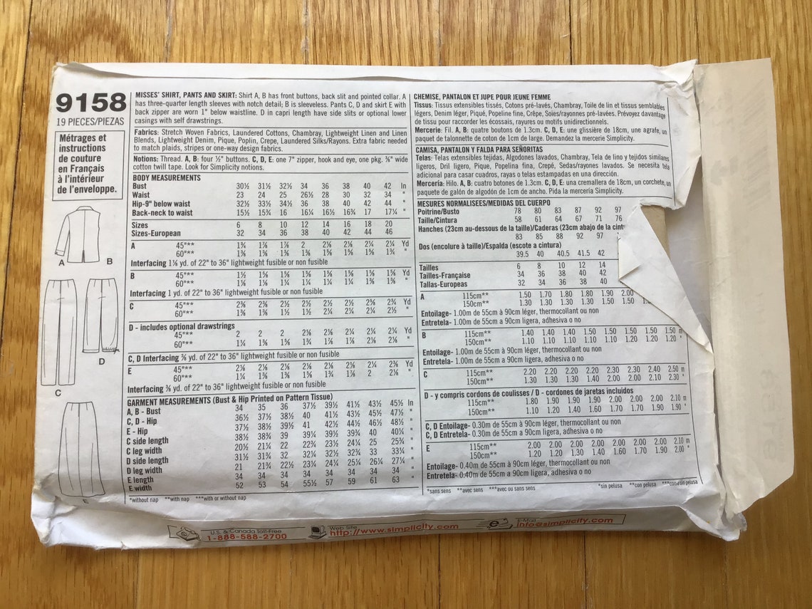 Misses Shirt Pants and Skirt Pattern Size 6 12 Simplicity 9158 UNCUT - Etsy