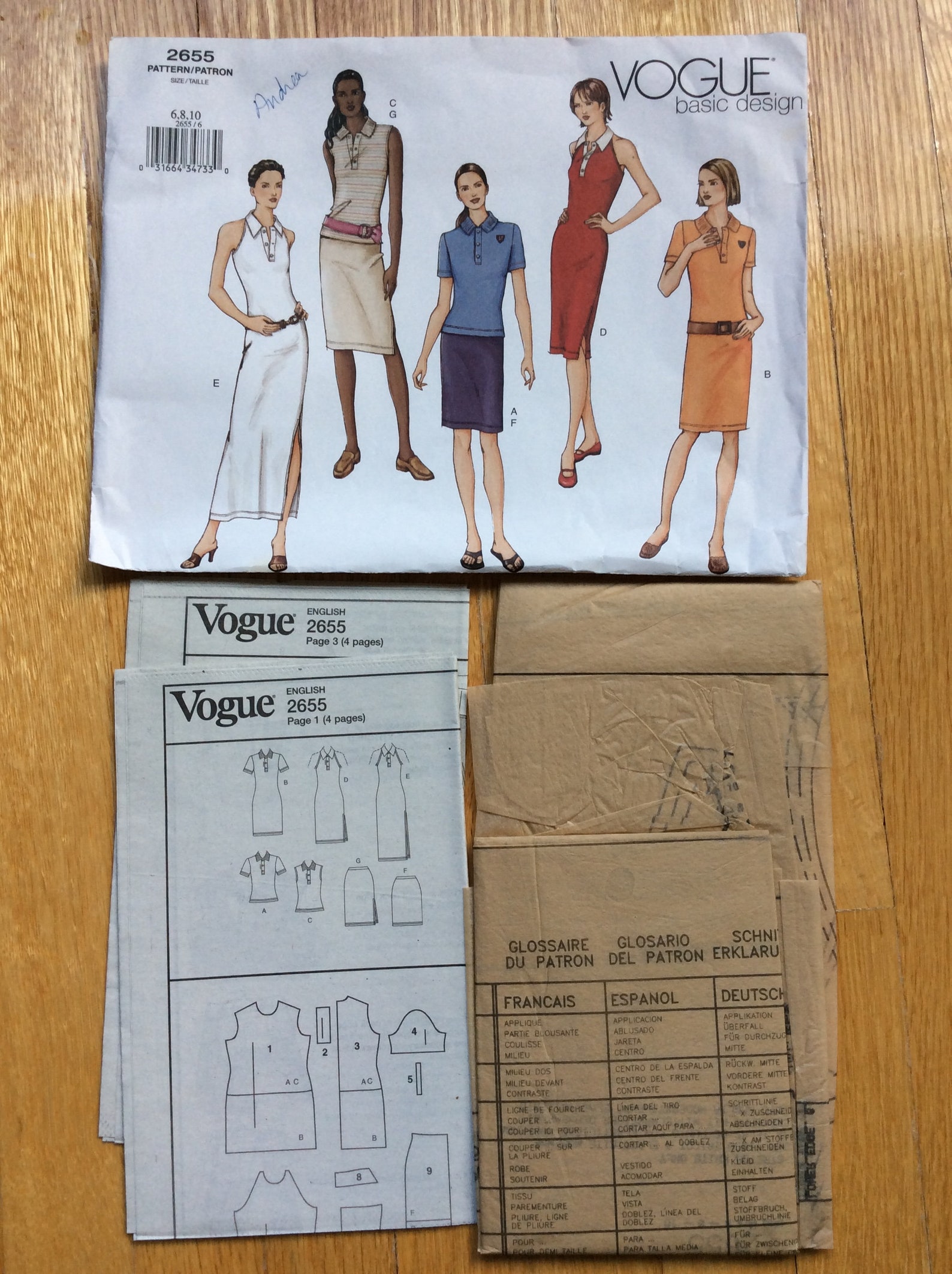 Misses Dress Top Skirt Pattern Vogue Basic Design 2655 Size 6 | Etsy