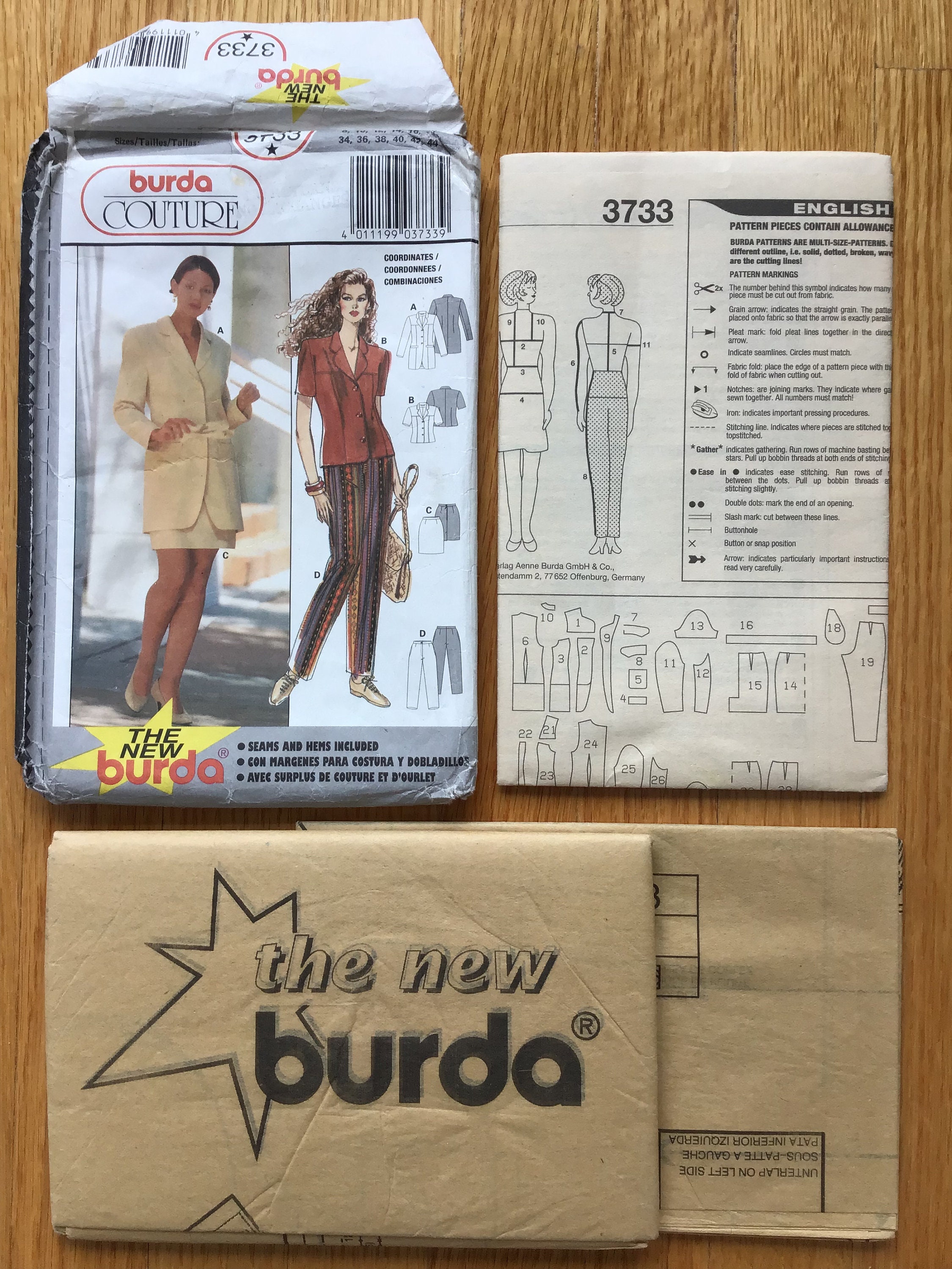 Misses Jacket Skirt and Pants Pattern Burda Couture 3733 UNCUT - Etsy