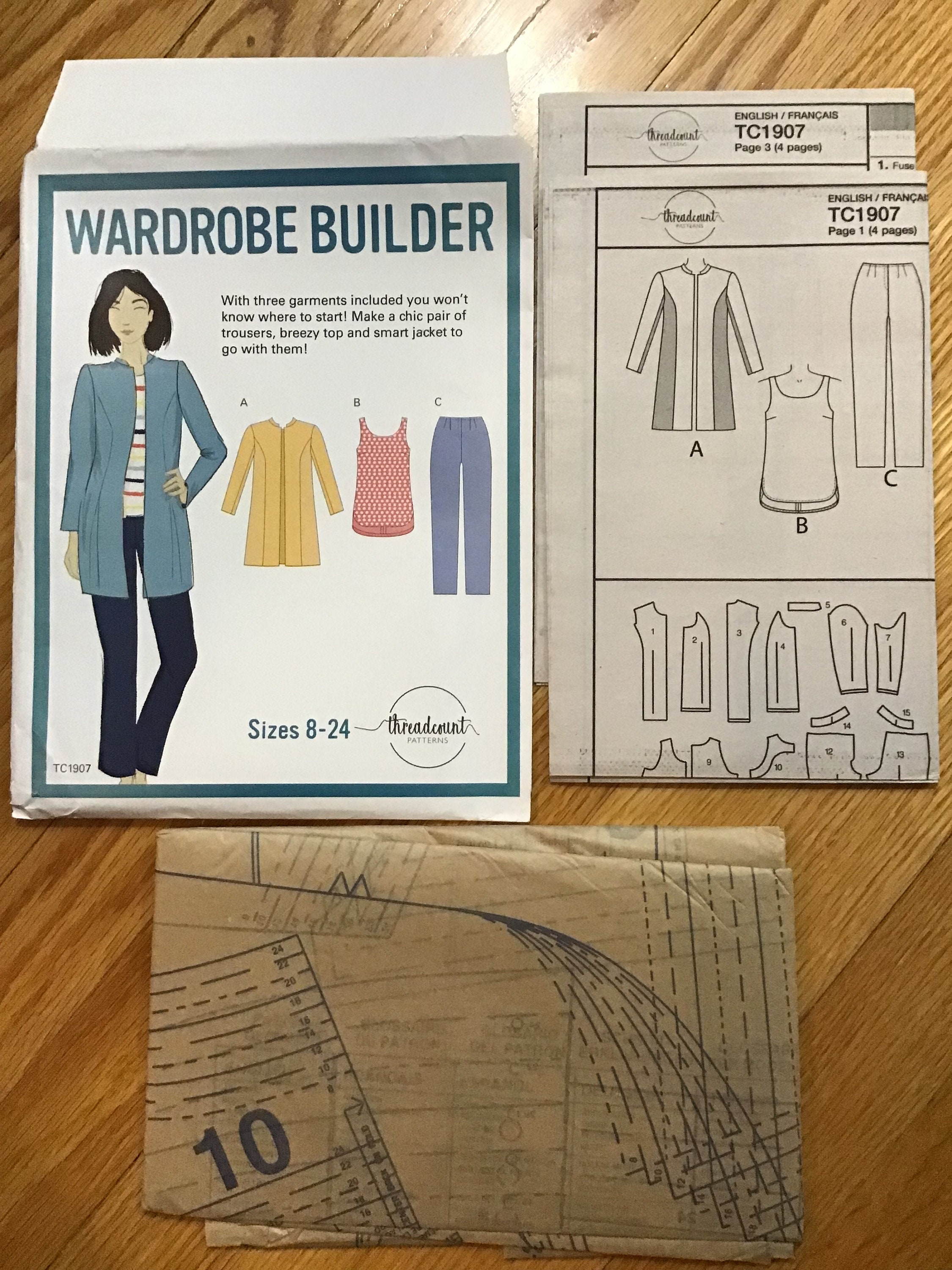 Open Jacket Top and Pants Pattern Wardrobe Builder Threadcount TC1907 ...