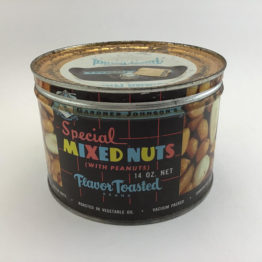 Vintage Mixed Nuts Tin Flavor Toasted Gardner Johnson Special Mixed ...