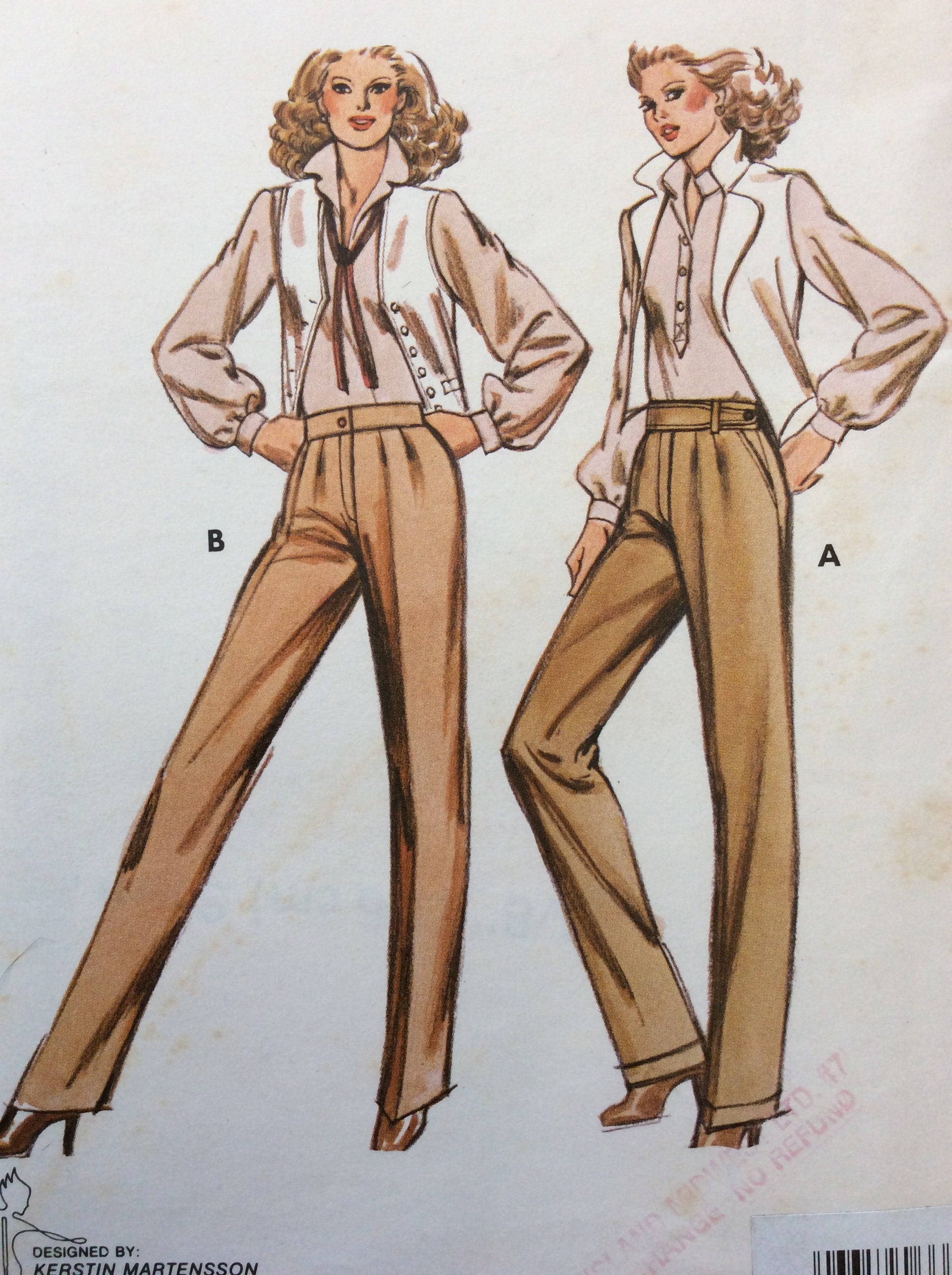 Misses High Waisted Pants Pattern 1980s Kwik Sew 919 Hip 34 - Etsy