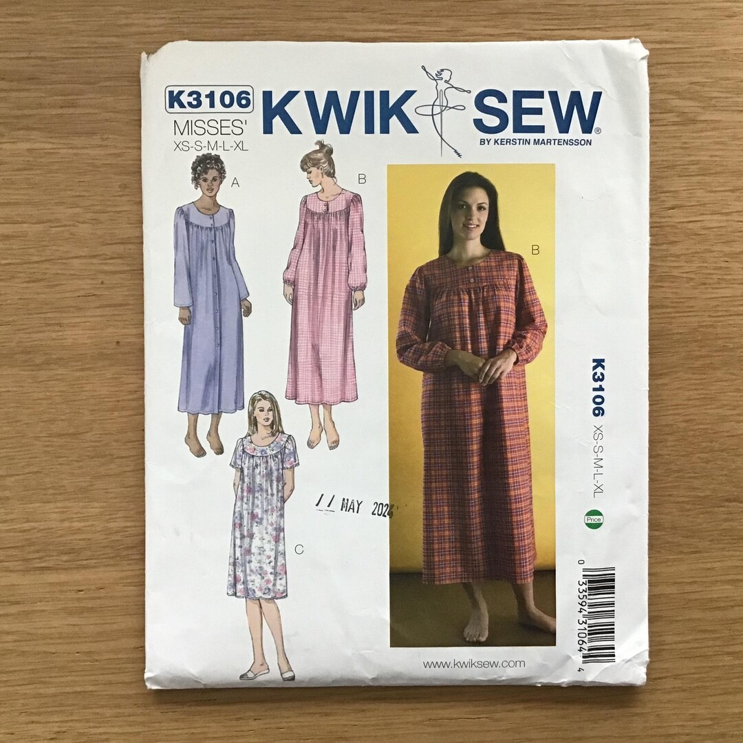 Misses Nightgown Pattern Kwik Sew 3106 Size XS S M L XL - Etsy