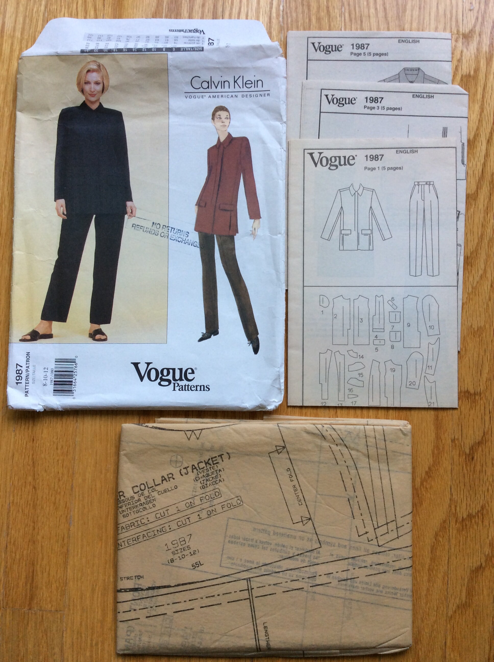 Calvin Klein Jacket and Pants Pattern Misses Vogue American - Etsy