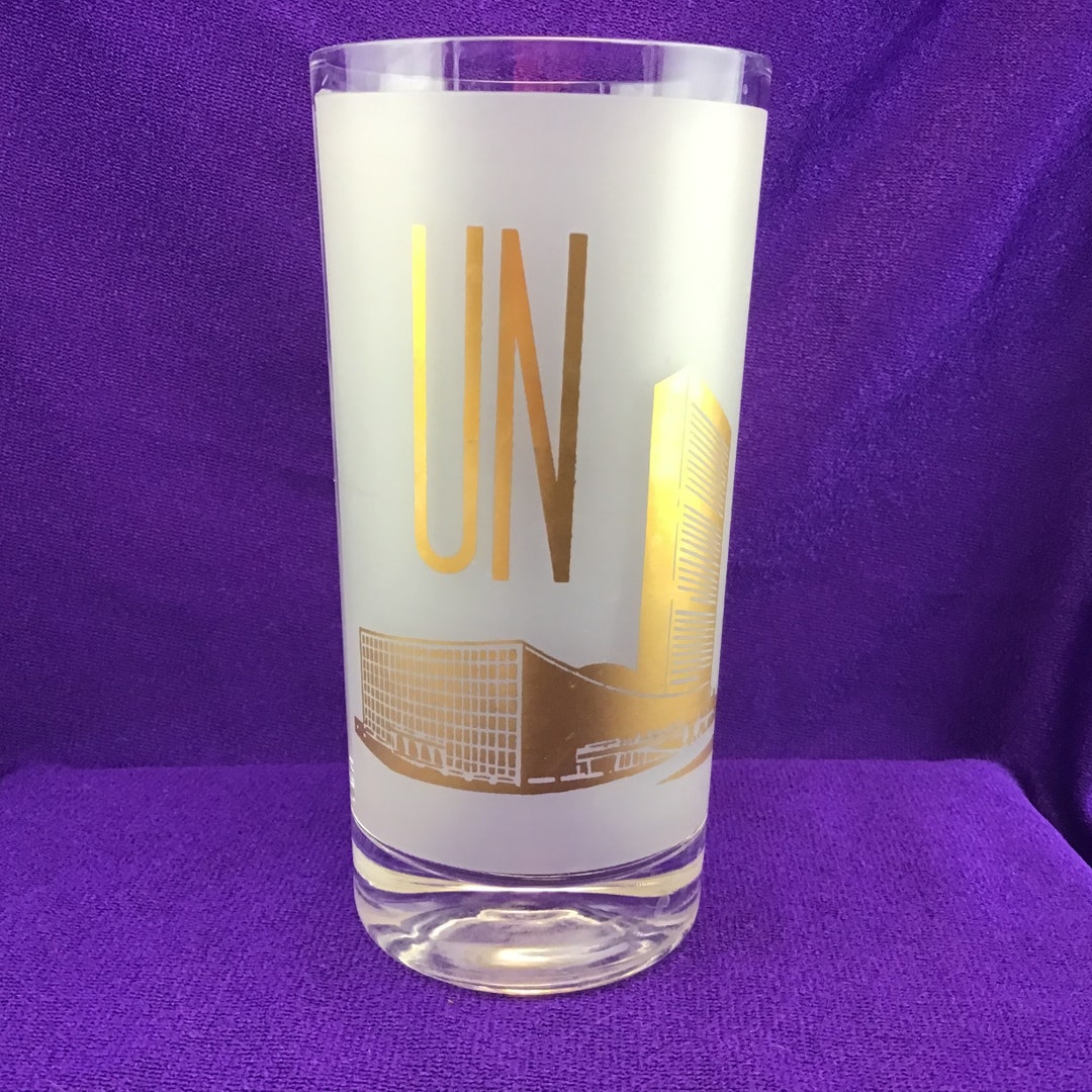 United Nations Glass UN Tumbler Frosted With Gold - Etsy