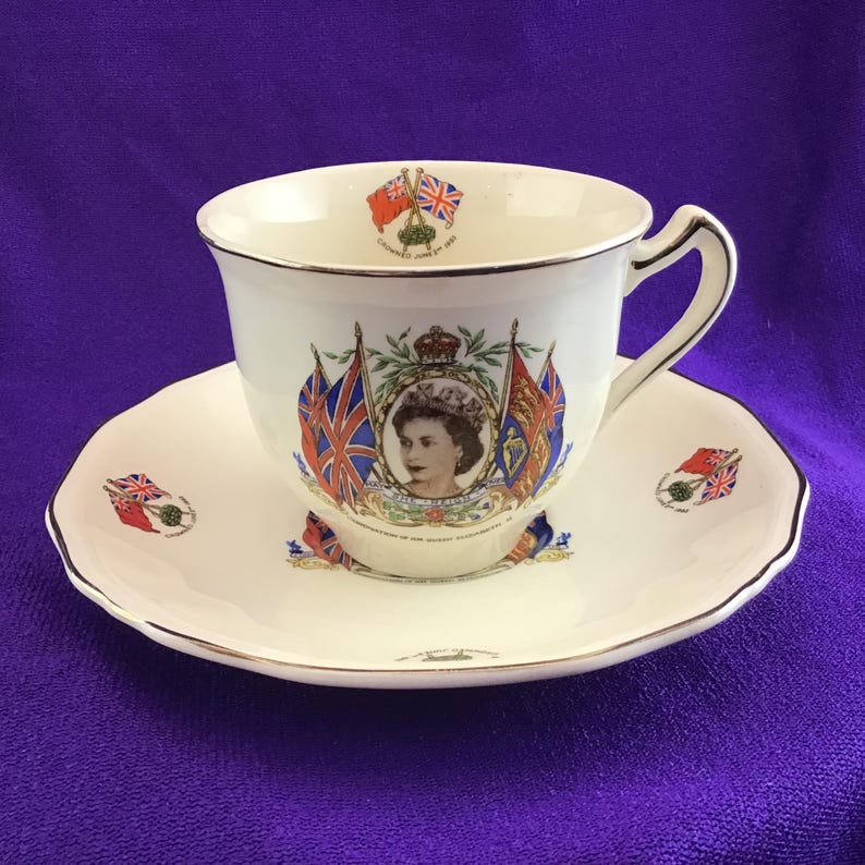 Coronation Tea Cup and Saucer Queen Elizabeth II June 2nd 1953 Alfred ...