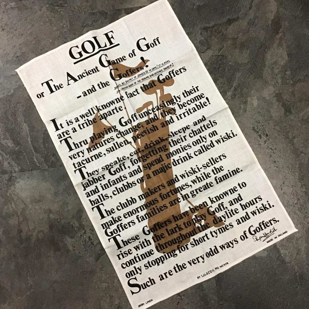 Golf Tea Towel Ulster Linen Dish Towel Ancient Game of Goff - Etsy