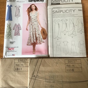 Misses Wrap Dress Pattern Cottagecore Simplicity 8637 Size 6 - 14 UNCUT ...