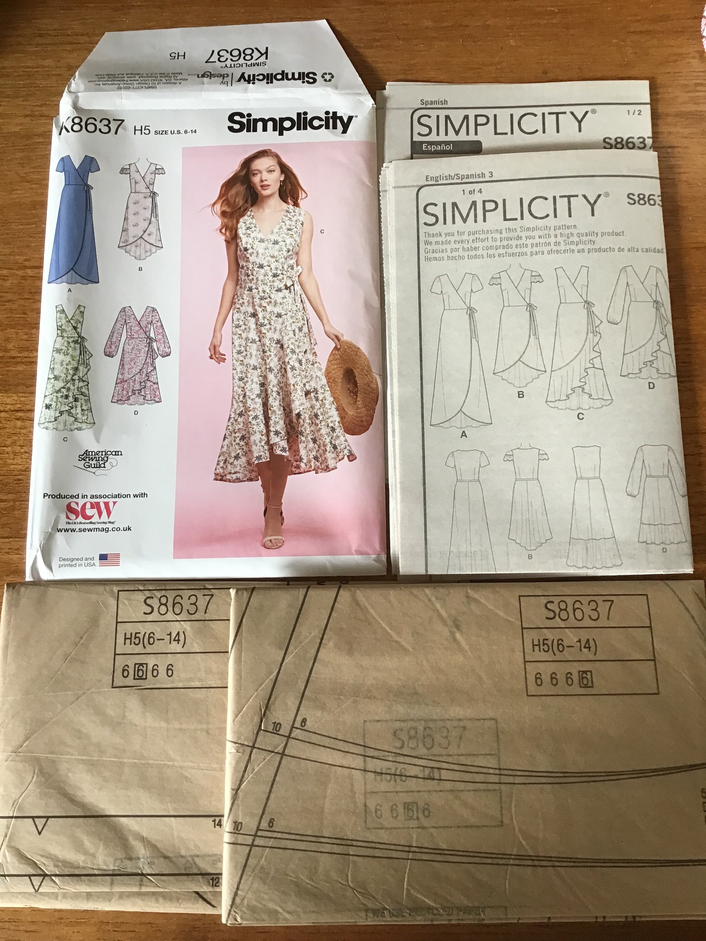 Misses Wrap Dress Pattern Cottagecore Simplicity 8637 Size 6 14 UNCUT ...