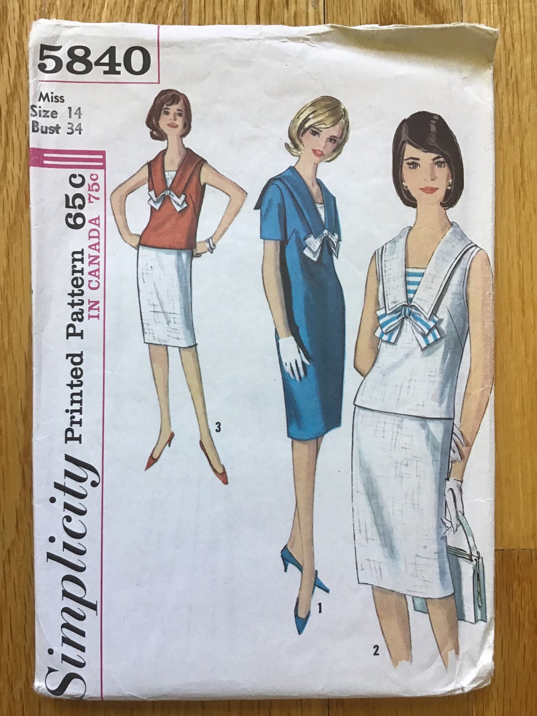 Misses Dress Overblouse and Skirt Pattern Simplicity 5840 Bust 34 - Etsy