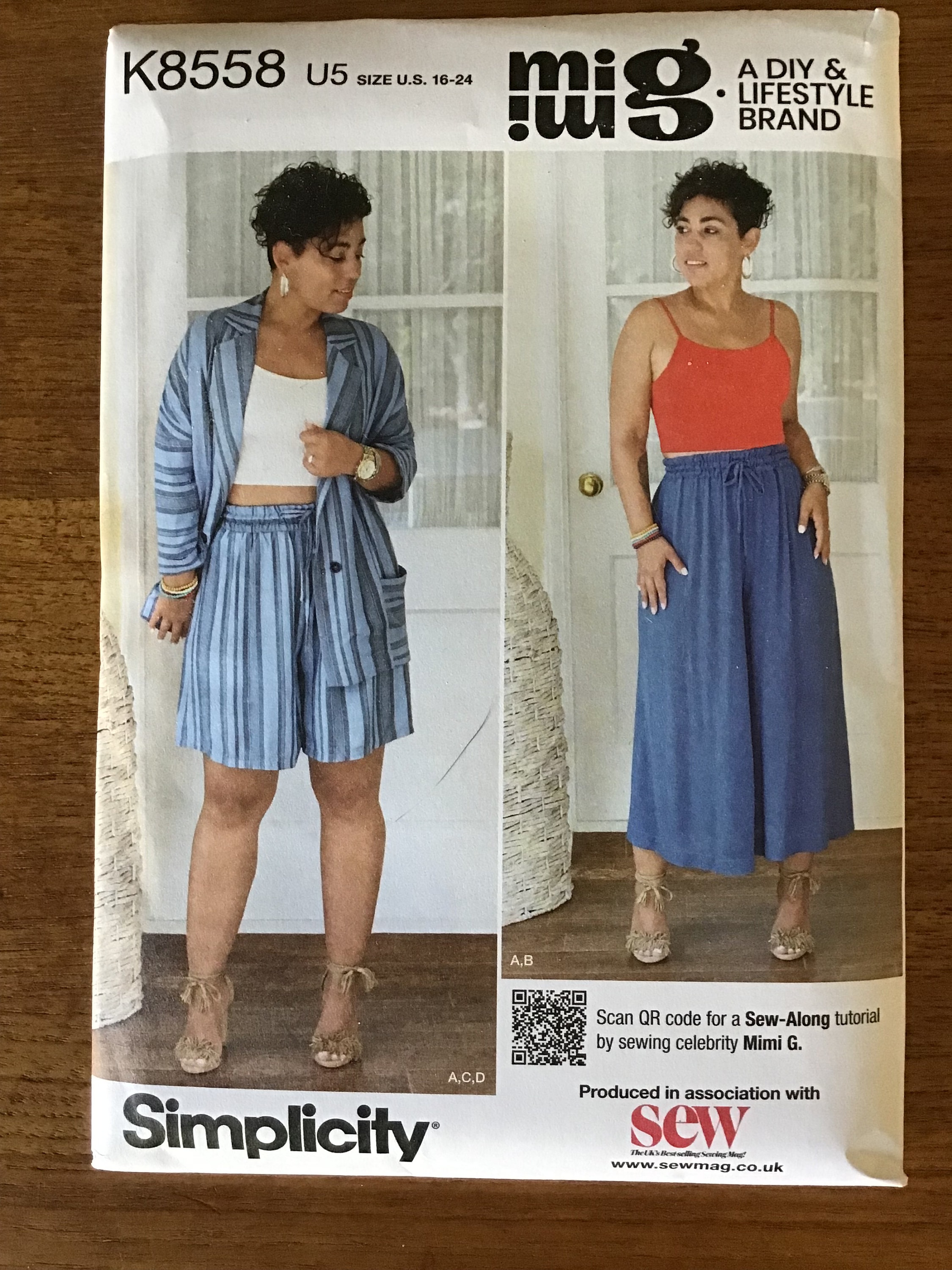 Mimi G Wide Leg Cropped Pants or Shorts Pattern Simplicity 8558 Size 16 ...