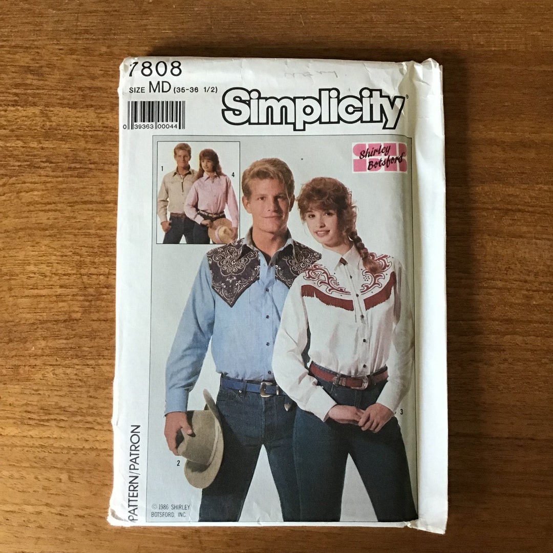 Misses or Mens Western Shirt Pattern Unisex Long Sleeve UNCUT ...