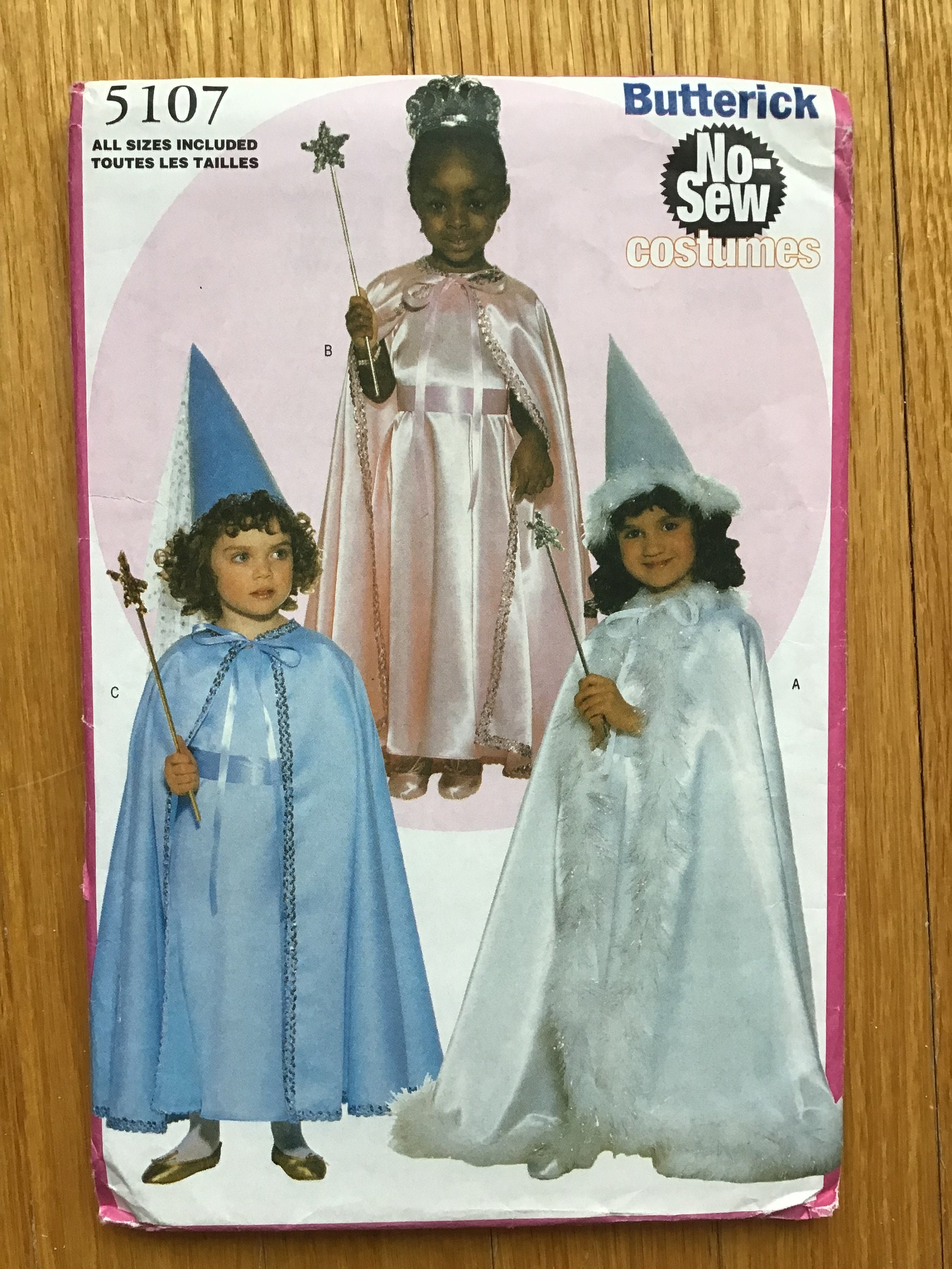 Childrens No-sew Princess Costume Pattern Butterick 5107 Size XS S M L ...