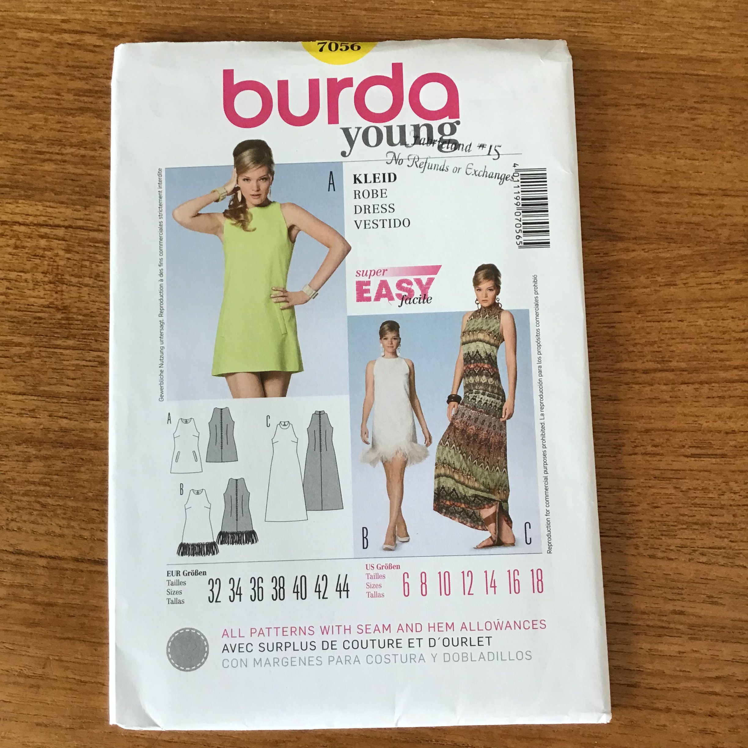 Misses Easy Maxi Dress Pattern Mini Dress Pattern Burda Young 7056 ...