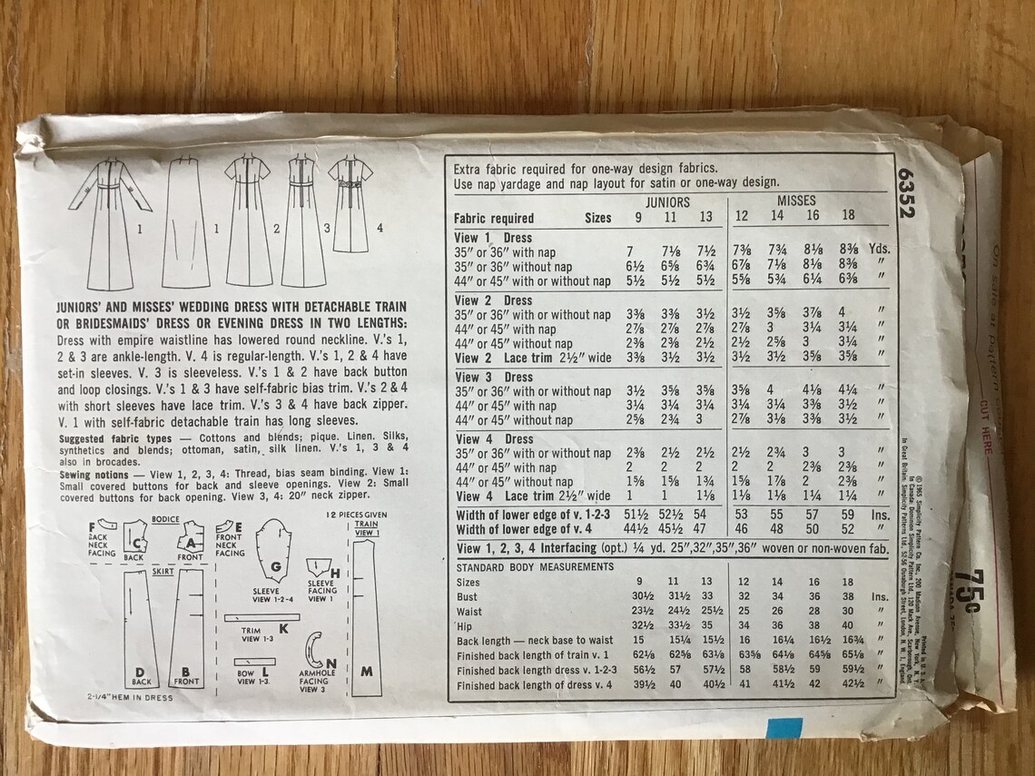 Misses Wedding or Bridesmaid Dress Pattern Simplicity 6352 - Etsy