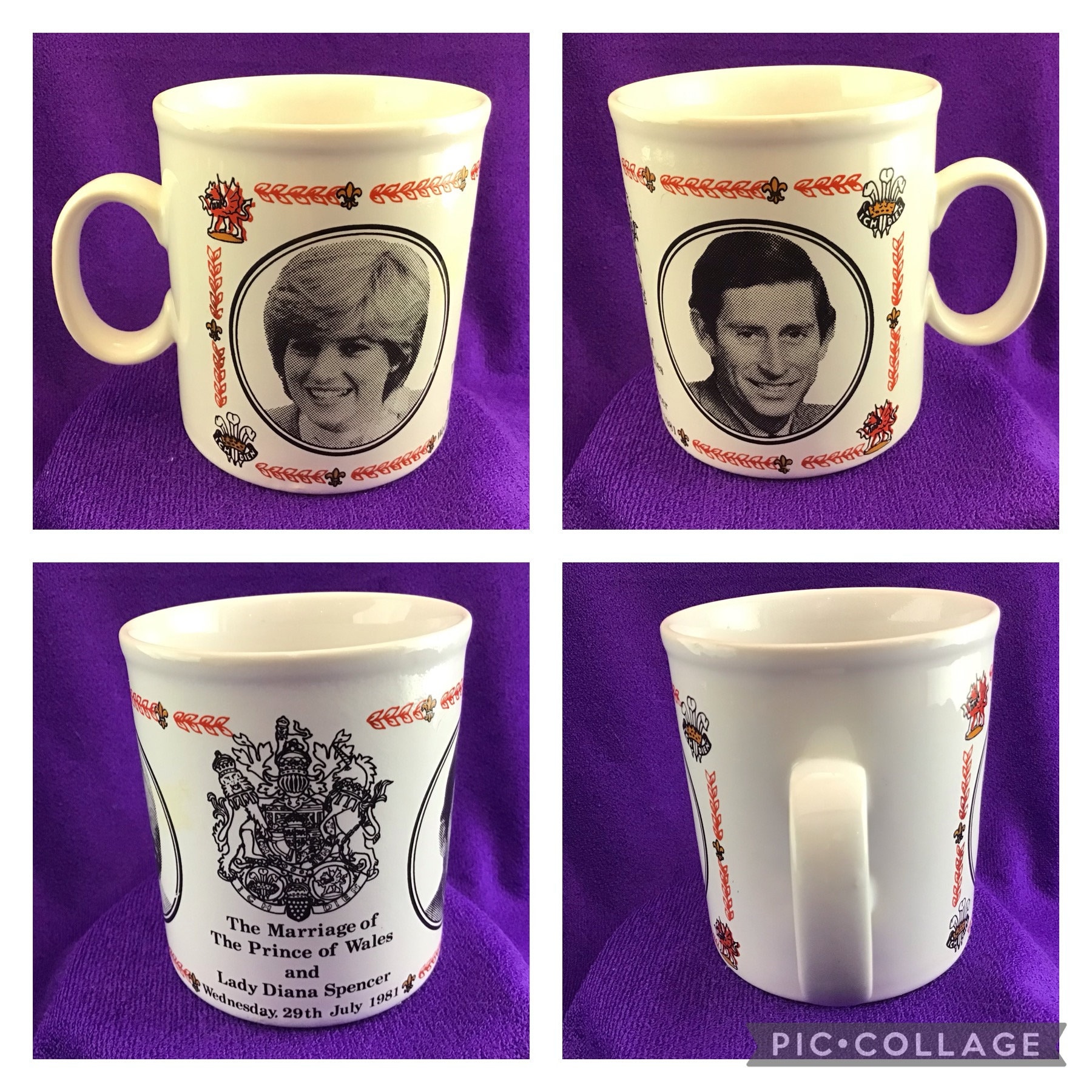 Prince Charles and Lady Diana Royal Wedding Mug Cup July 29th 1981 Kiln ...