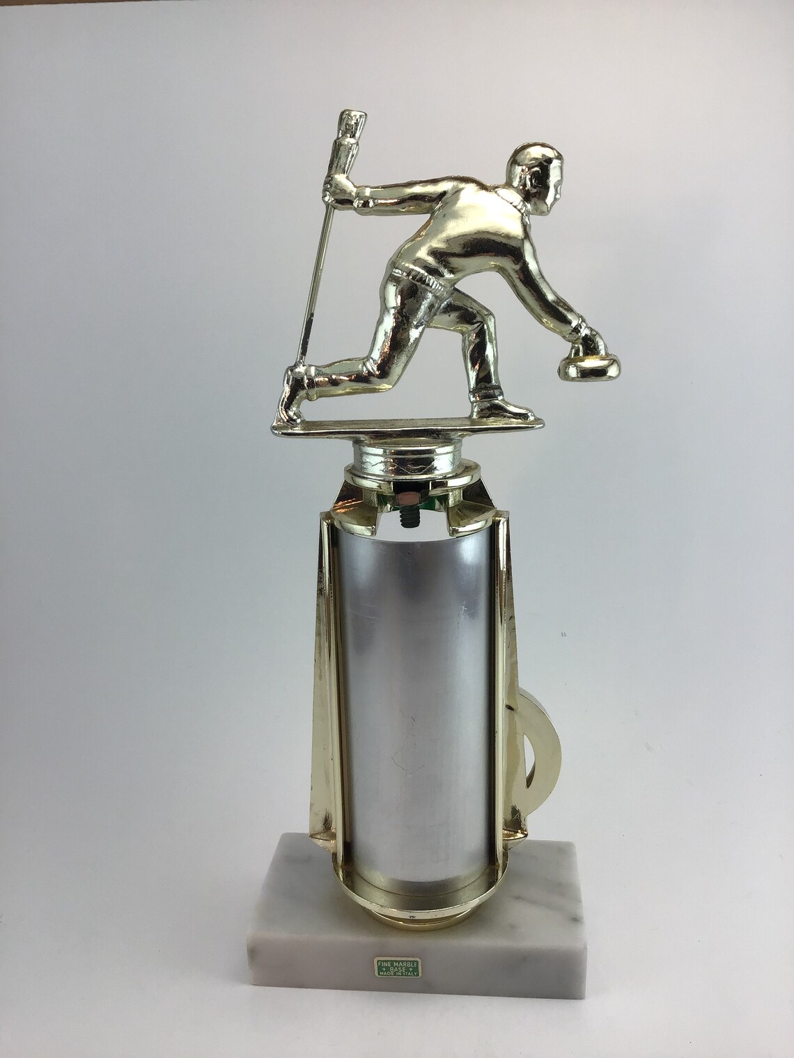 Curling Trophy Mid-century Marble Base Green - Etsy
