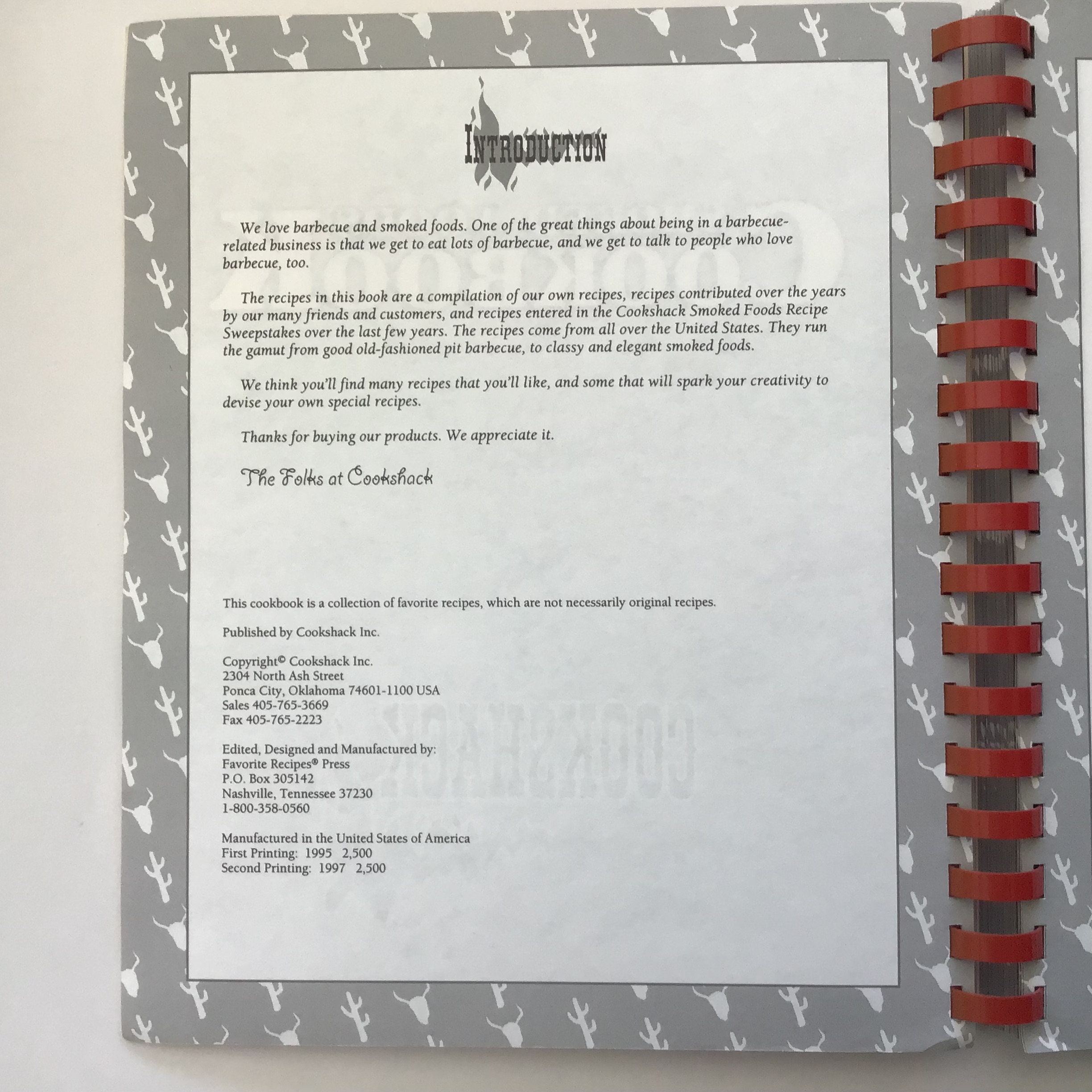 Cookshack Smoked Foods Cookbook Volume One Coil Bound Pit Barbecue and ...