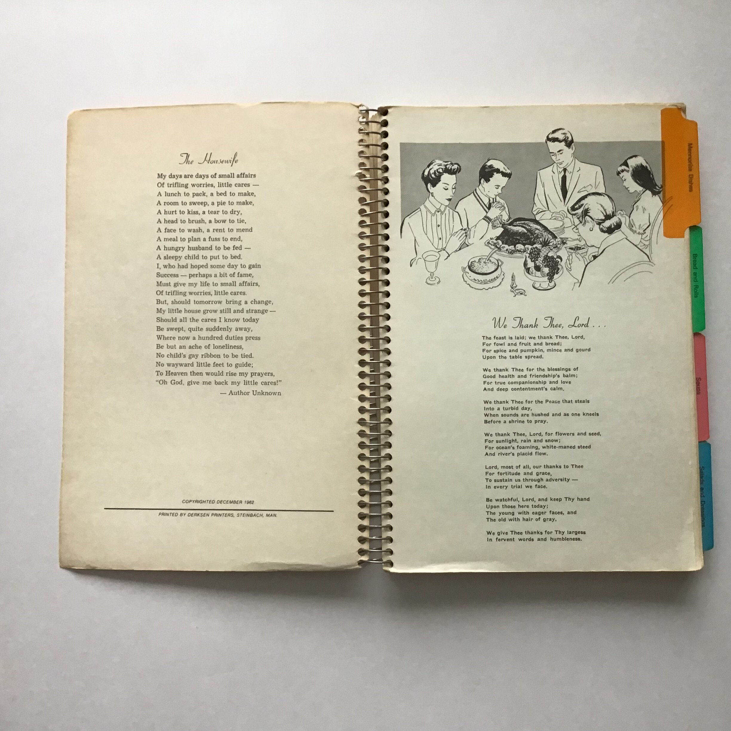 Mennonite Treasury of Recipes Coil-bound Cookbook 1962 Derksen Printers ...