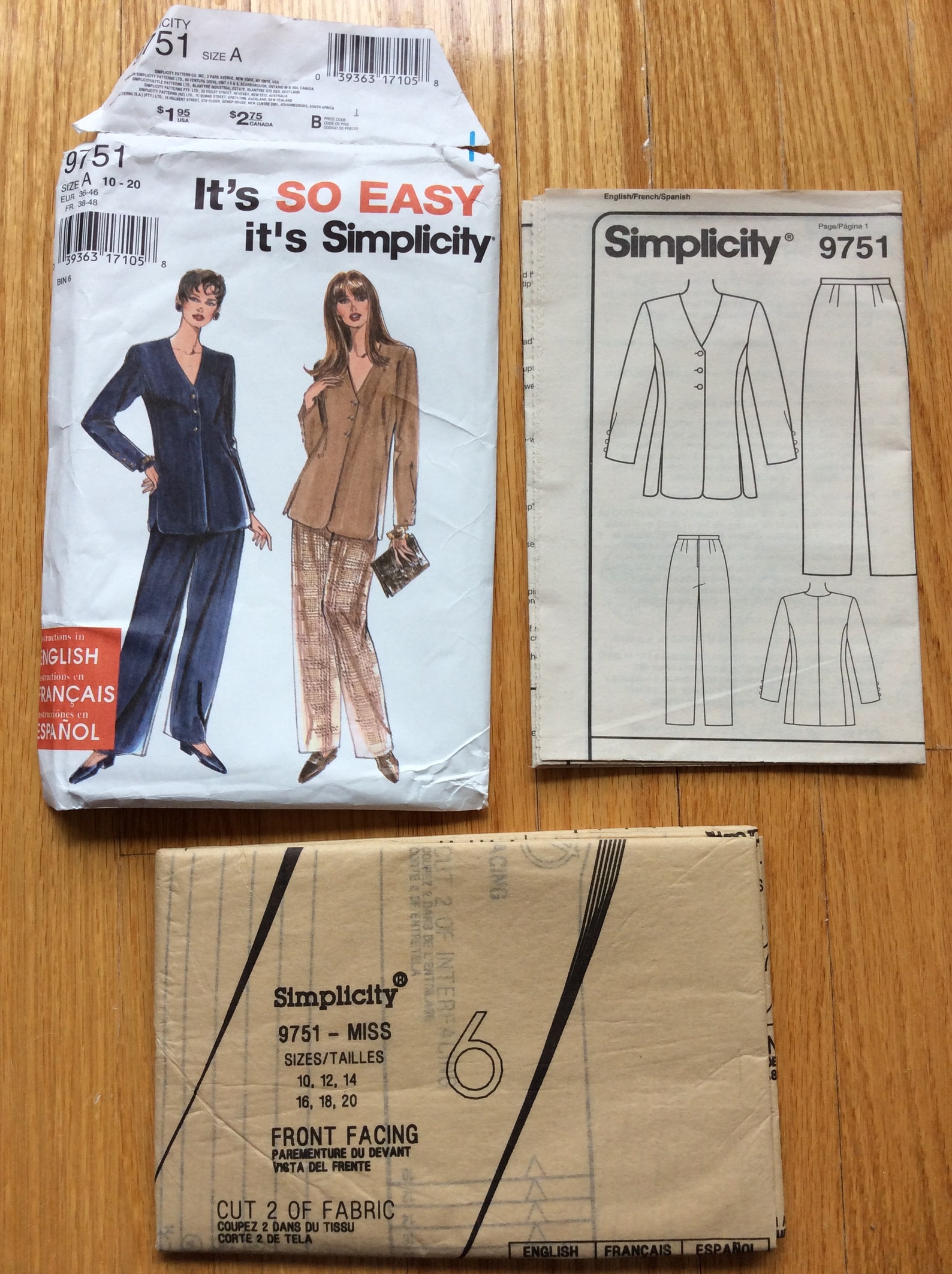 Misses Jacket and Pants Pattern Simplicity 9751 UNCUT Size 10 - Etsy