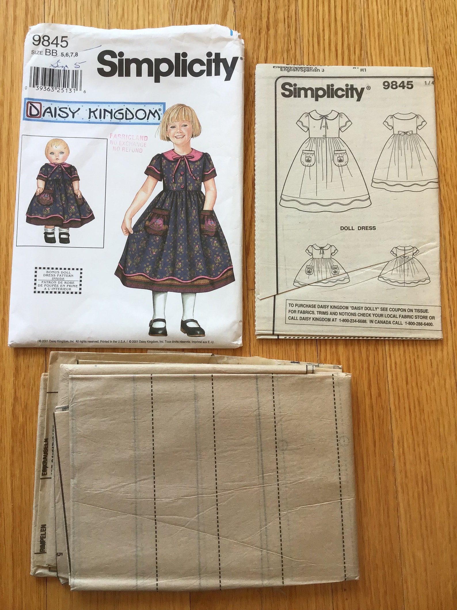 Daisy Kingdom Childs Dress and Doll Dress Pattern Simplicity 9845 Size ...