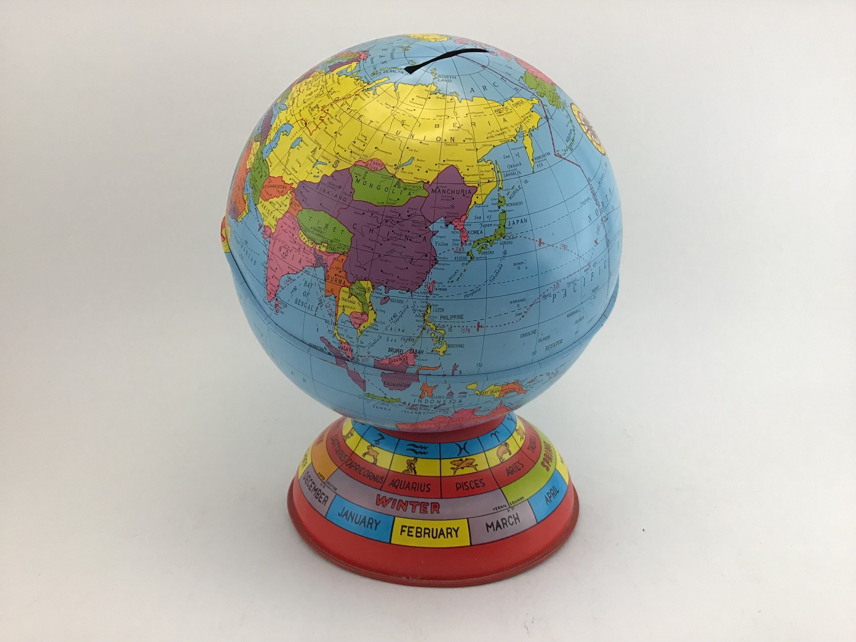 Globe Bank Metal Globe Piggy Bank World Coin Bank World Globe - Etsy