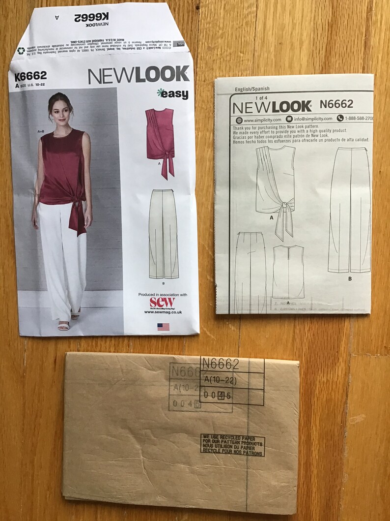 Misses Easy Pants and Top Pattern Sizes 10 12 14 16 18 20 22 New Look ...