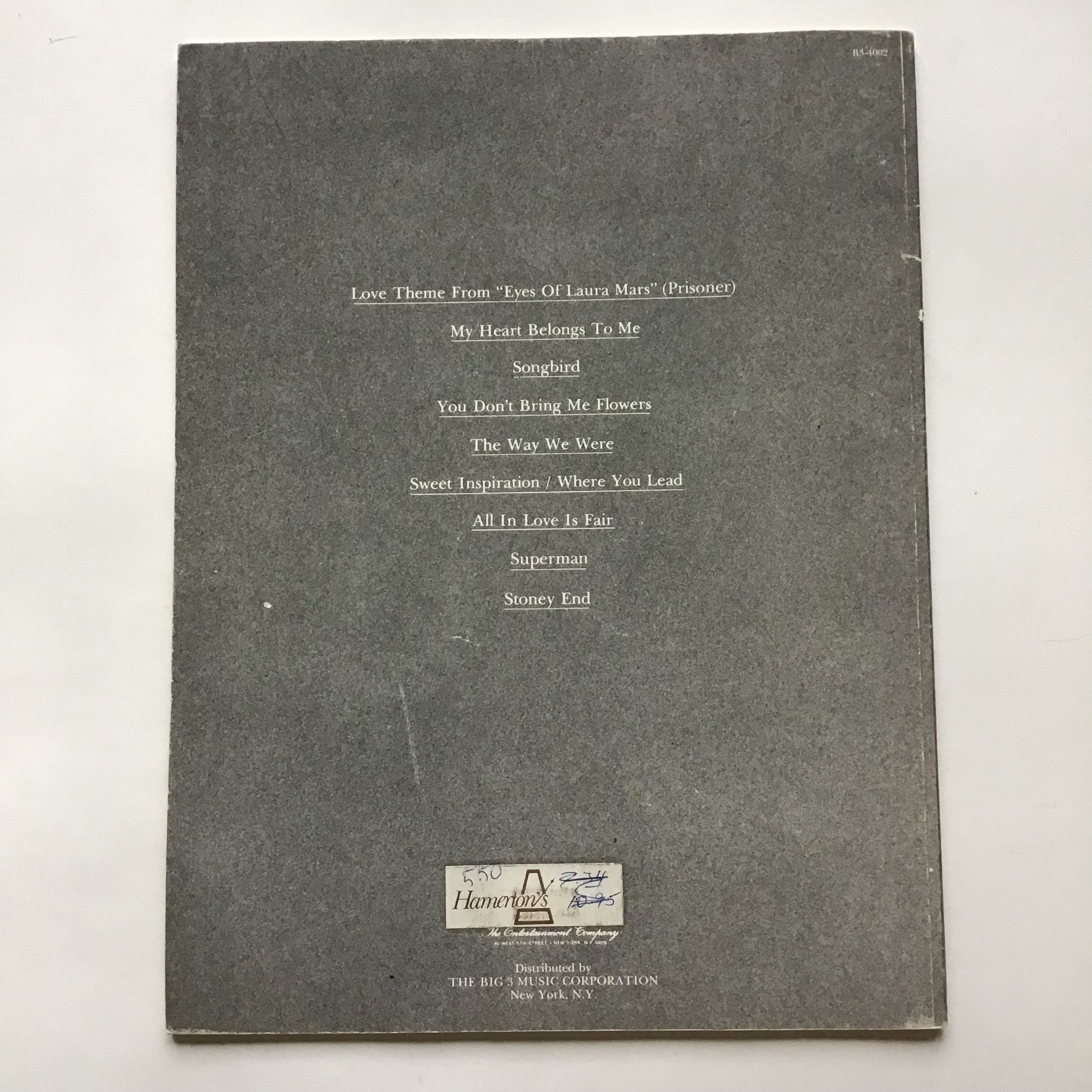 Barbra Streisands Greatest Hits Volume 2 Song Book Songbook Sheet Music ...