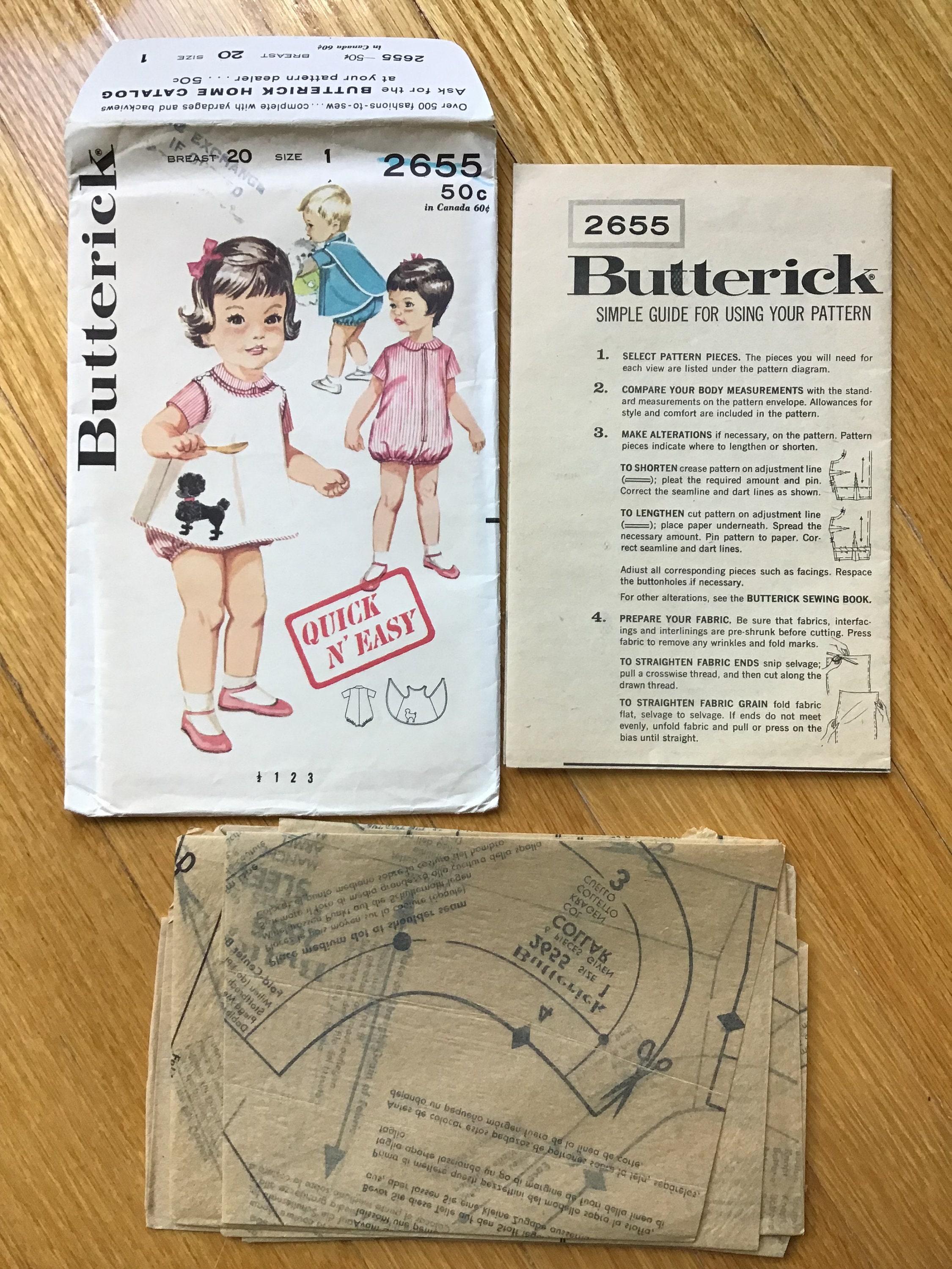 Toddlers Rompers and Smock Pattern Butterick 2655 Breast 20 - Etsy