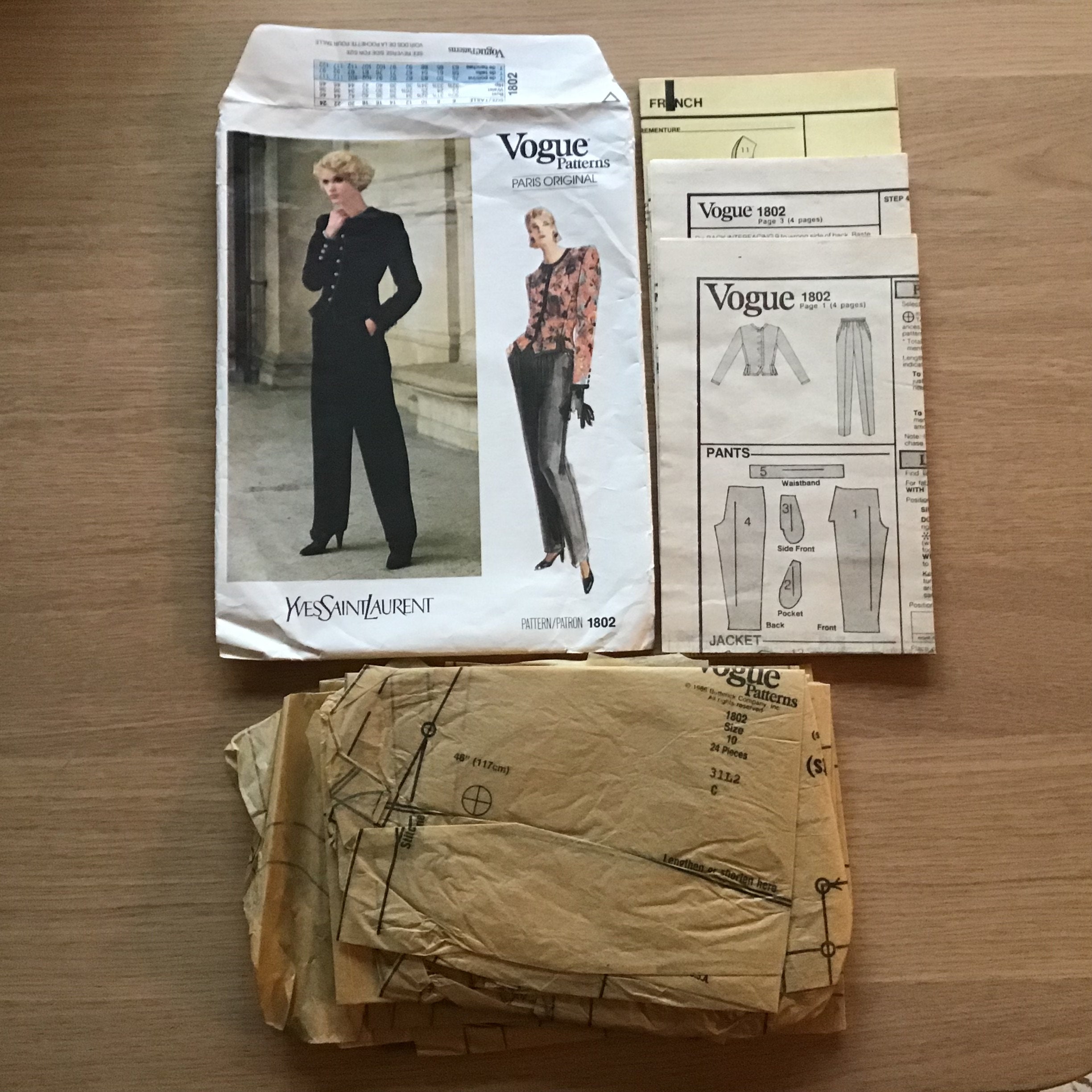 Misses Jacket and Pants Pattern Vogue Paris Originals 1802 - Etsy