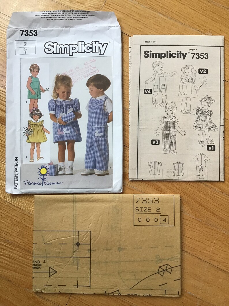 Toddlers Easter Dress and Overalls Pattern Simplicity 7353 UNCUT Size 2 ...