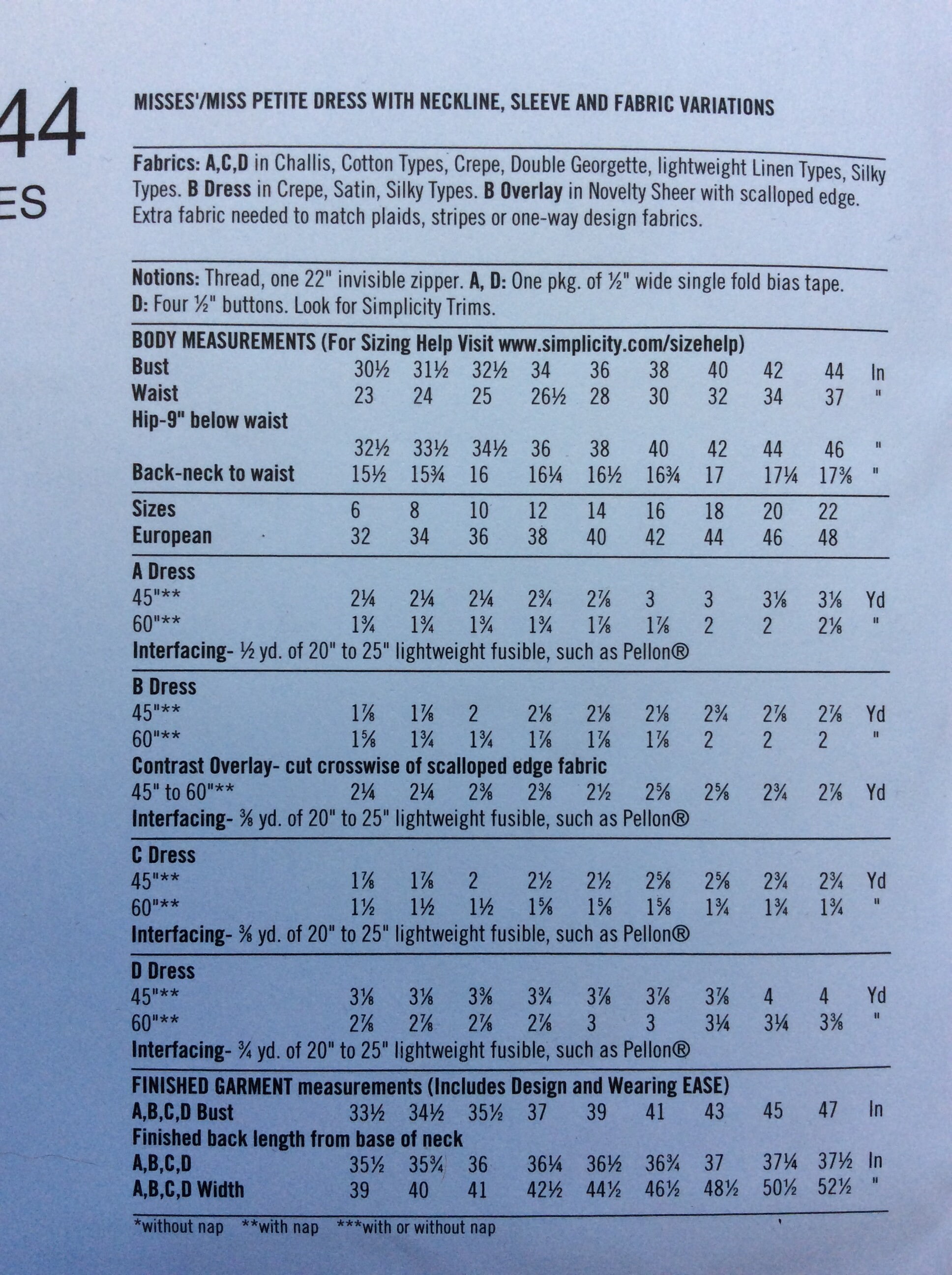 Misses Dress Pattern Sleeve Variations Simplicity 8544 UNCUT - Etsy Canada