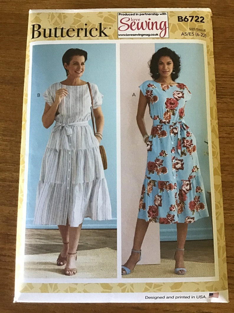 Misses Tiered Dress Pattern Butterick 6722 UNCUT Size 6 22 - Etsy