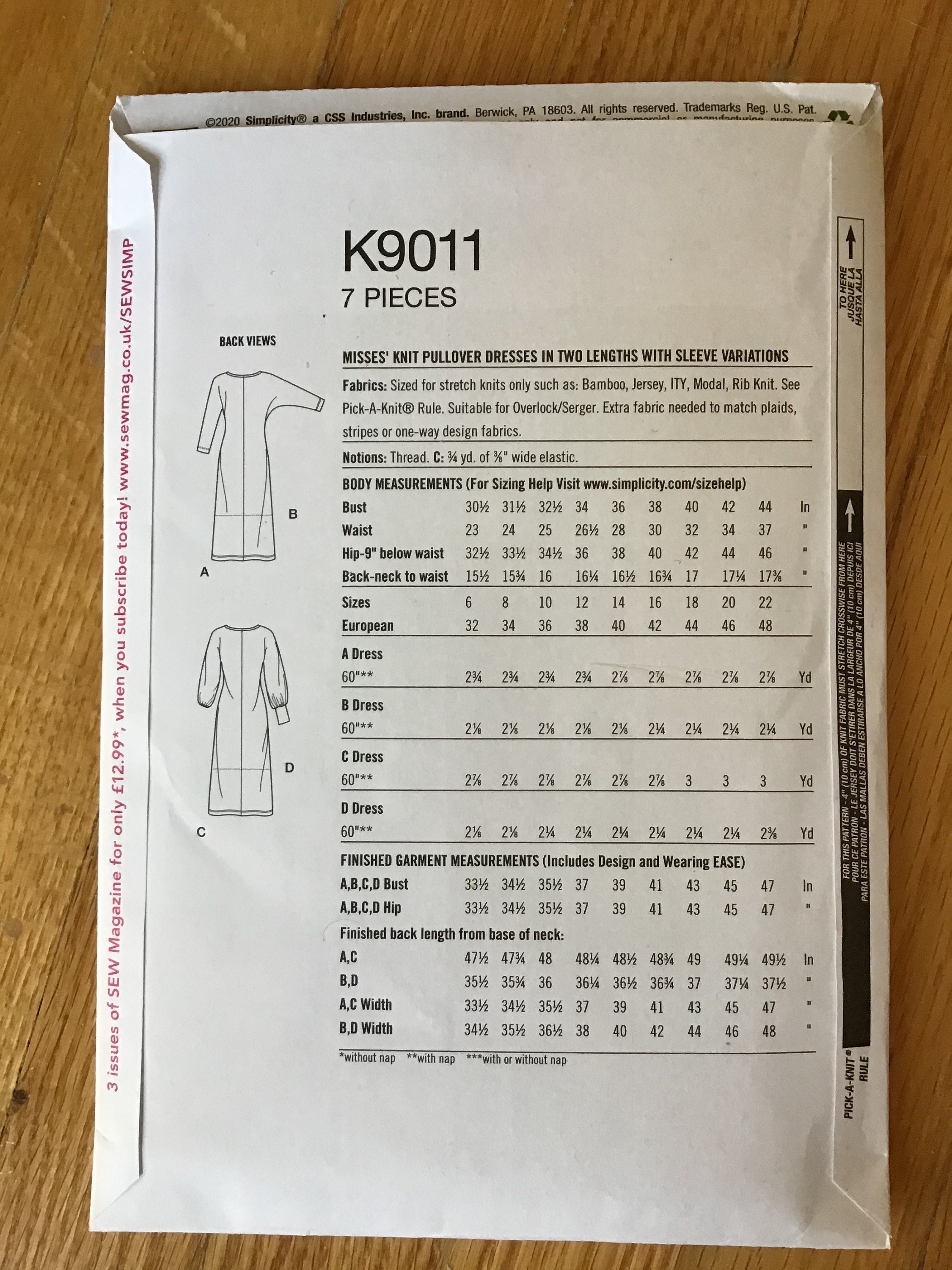 Misses Jersey Dress Pattern Size 6 14 Simplicity 9011 UNCUT - Etsy