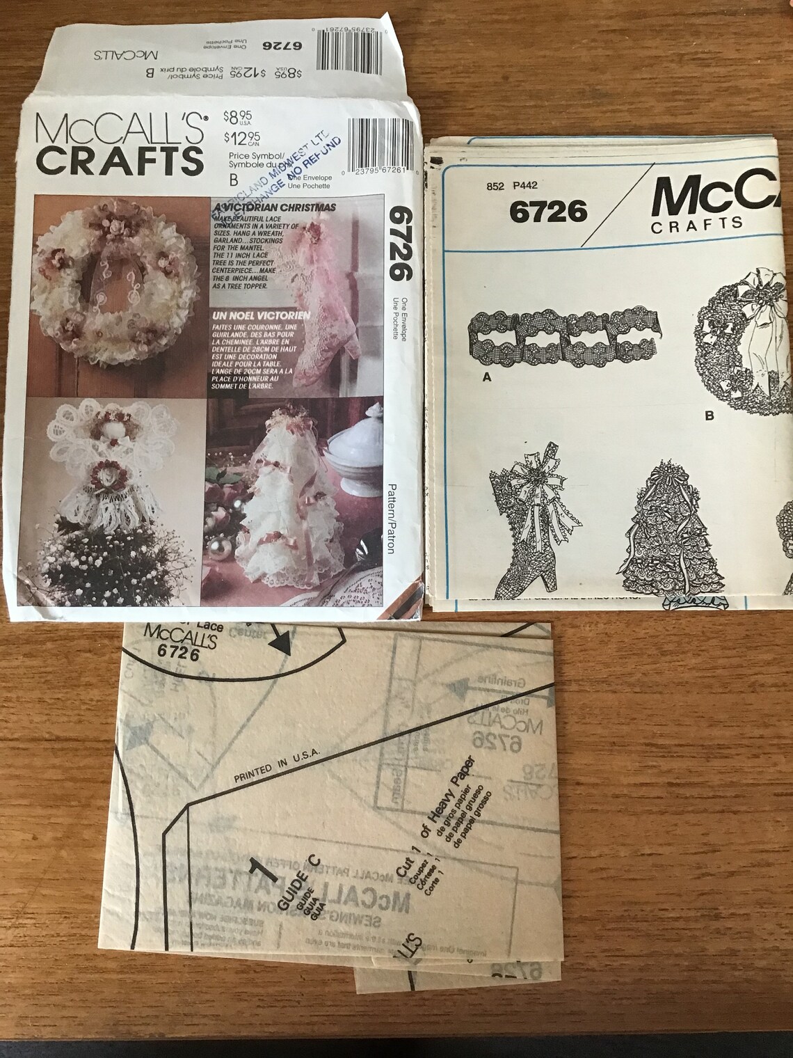 Victorian Christmas Pattern UNCUT Mccalls 6726 Wreath Angel Tree Topper ...