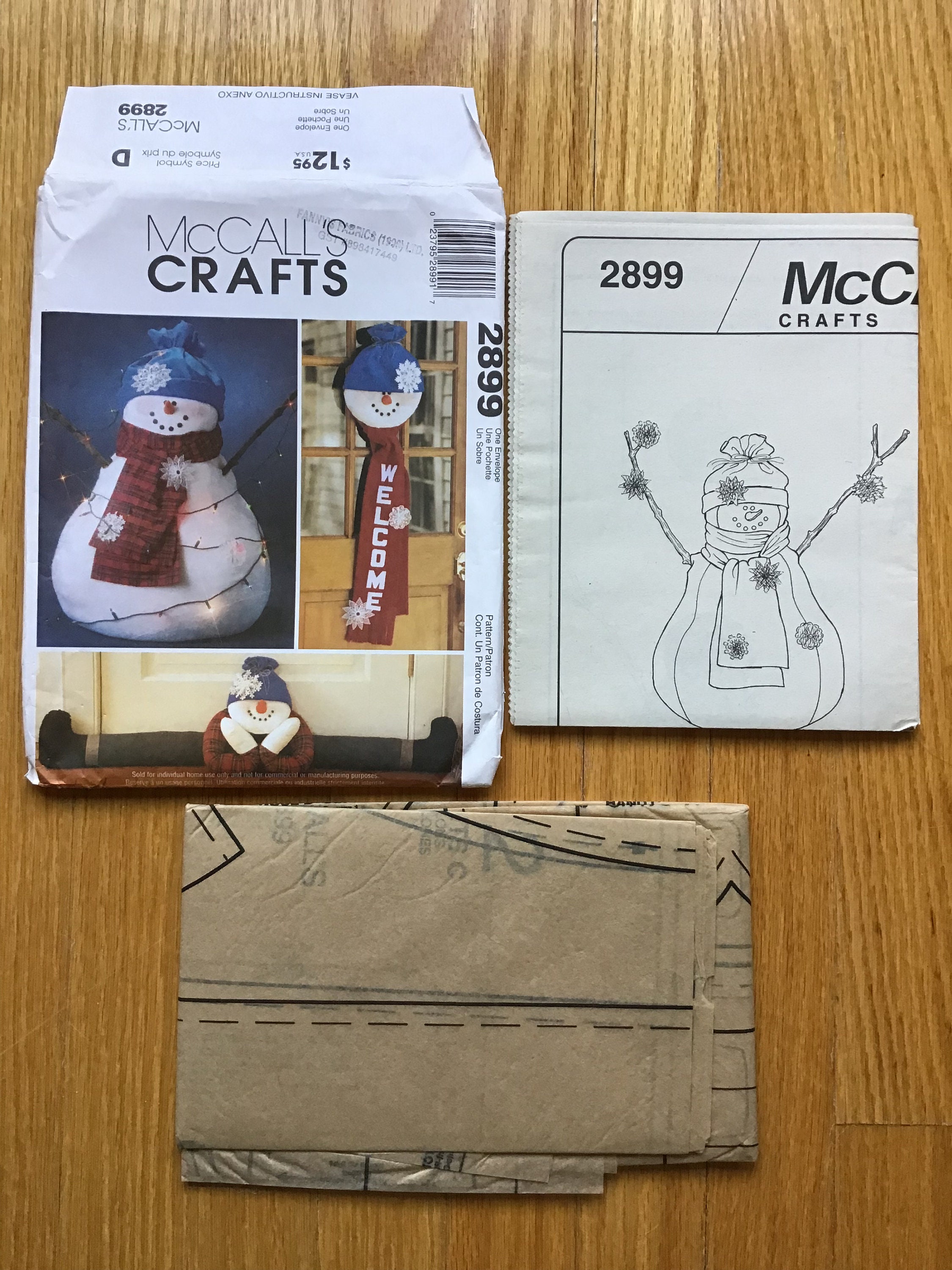 Snowman Doll Door Hanging and Draft Dodger Pattern UNCUT - Etsy Canada