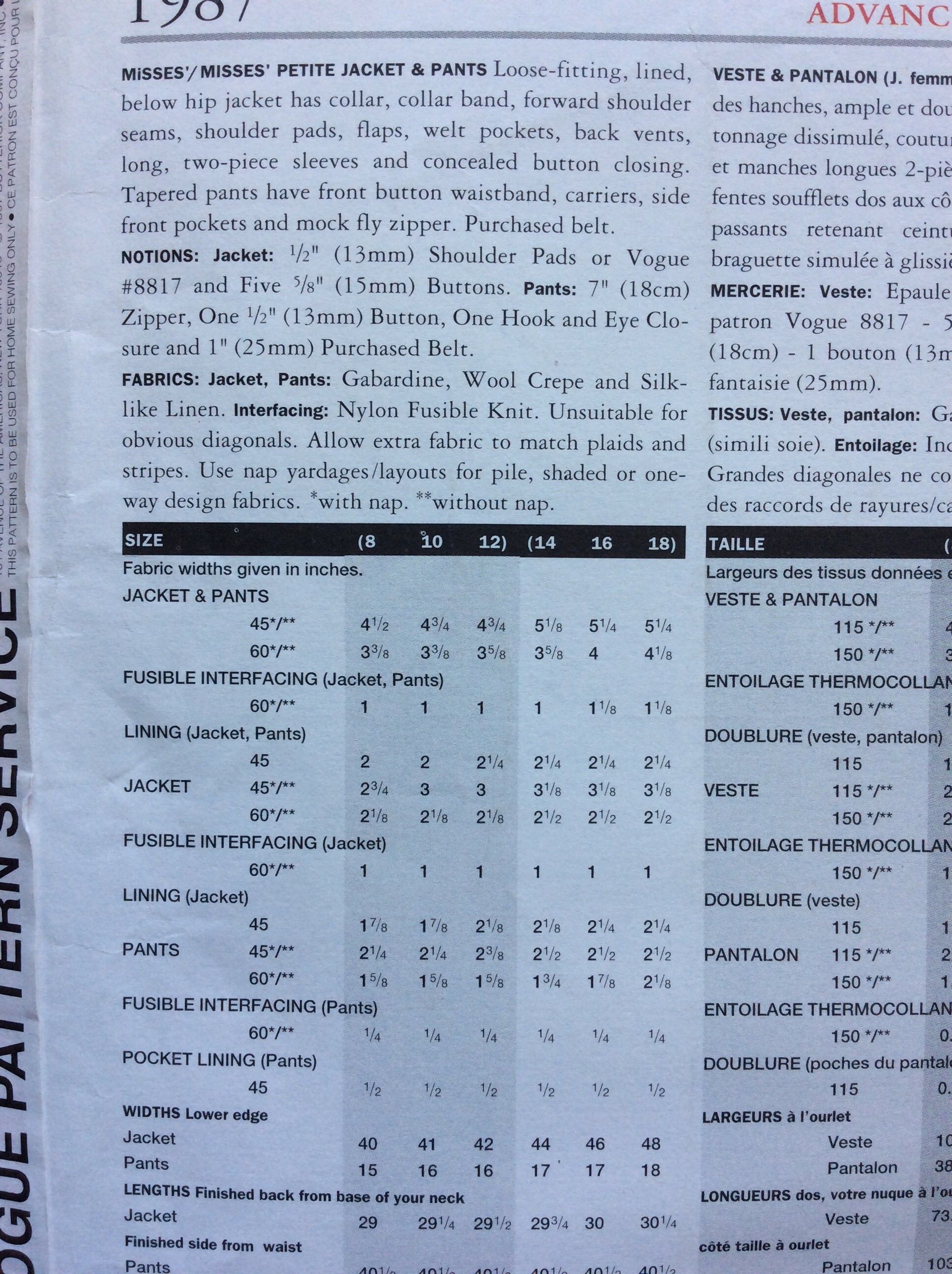 Calvin Klein Jacket and Pants Pattern Misses Vogue American - Etsy