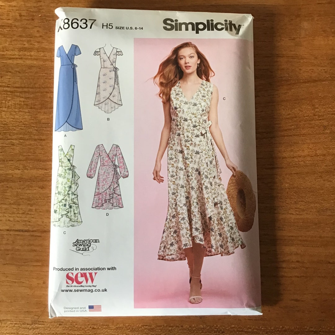 Misses Wrap Dress Pattern Cottagecore Simplicity 8637 Size 6 - 14 UNCUT ...