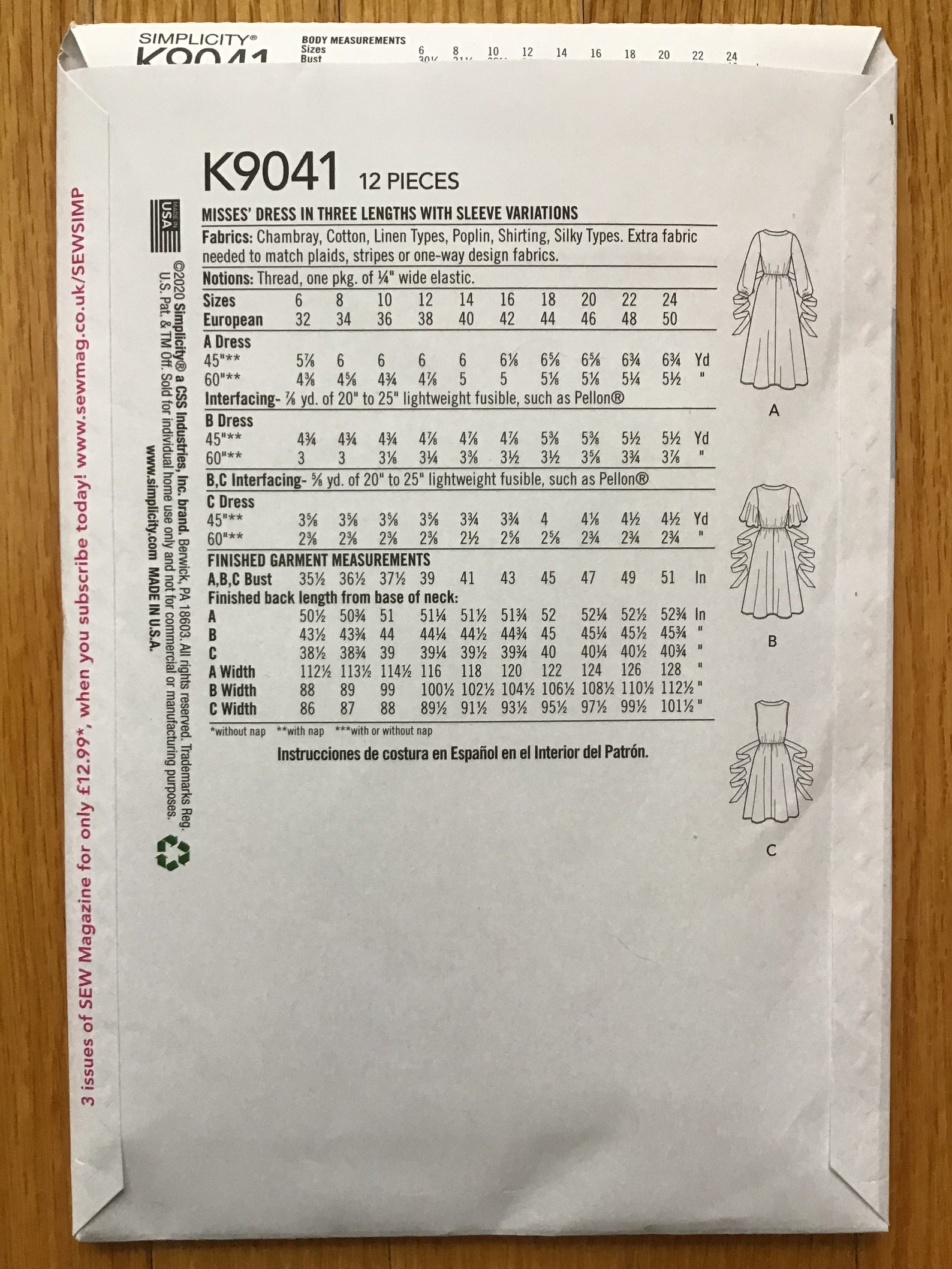 Misses Wrap Dress Pattern Cottagecore Simplicity 9041 Size 6 - Etsy