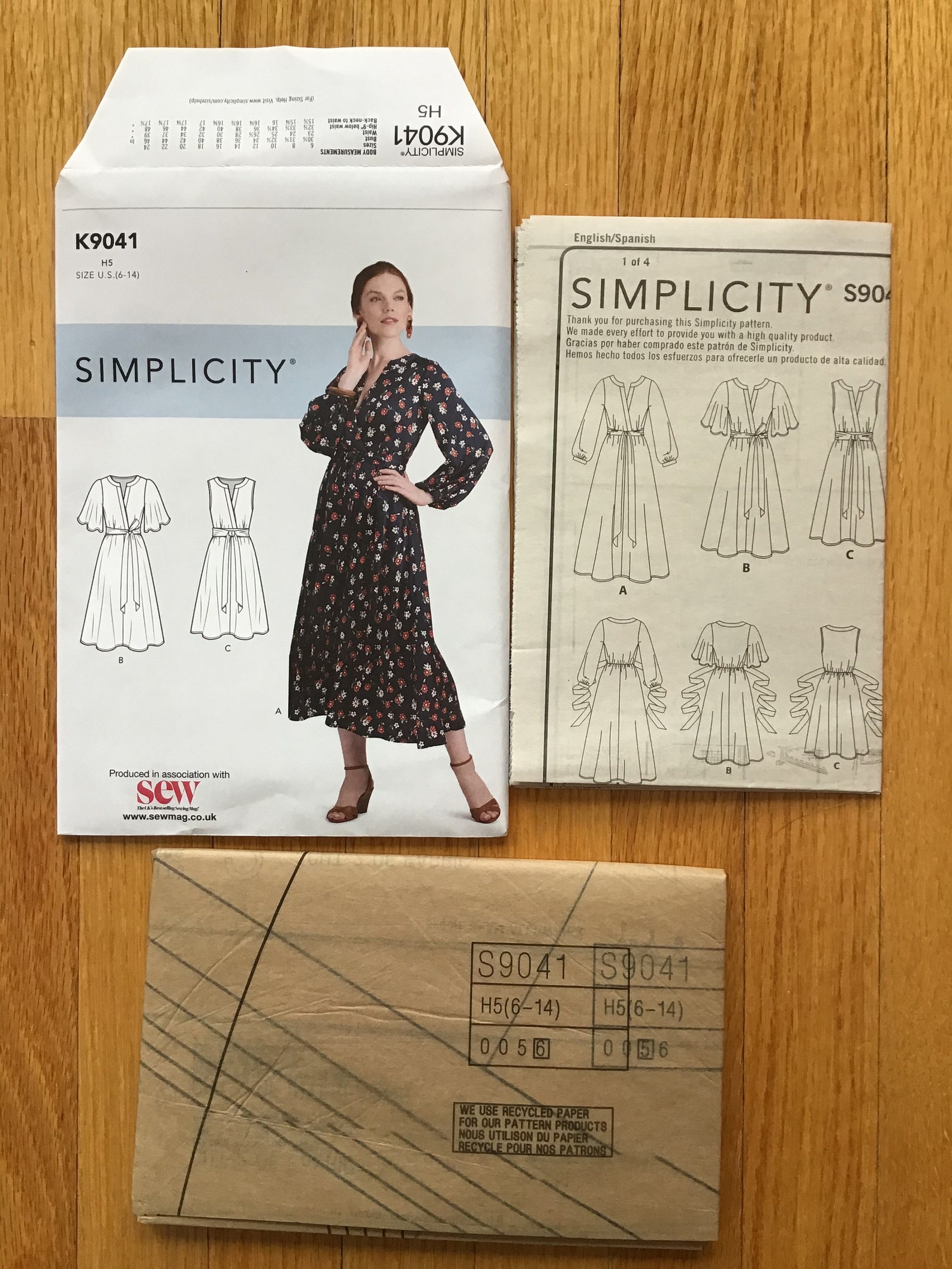 Misses Wrap Dress Pattern Cottagecore Simplicity 9041 Size 6 14 UNCUT ...