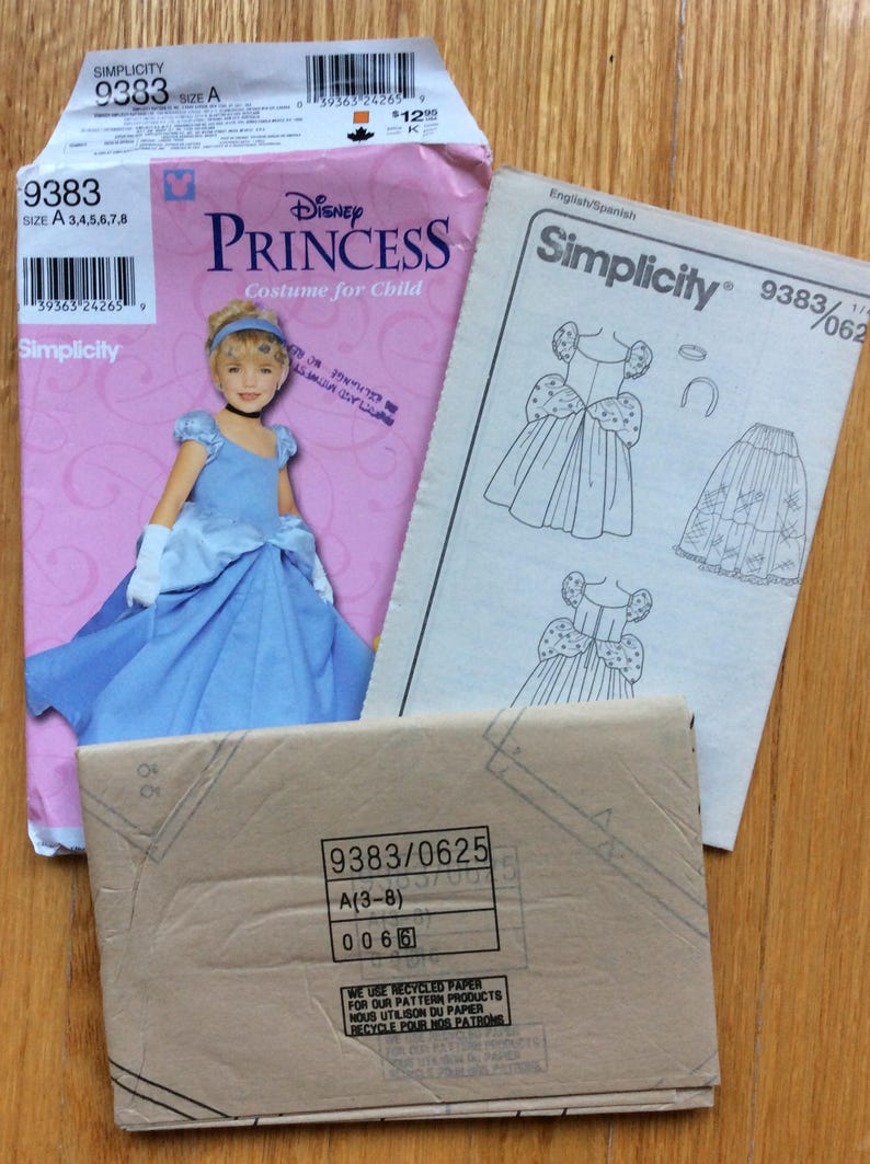 Disney Princess Cinderella Costume Pattern Child Simplicity - Etsy