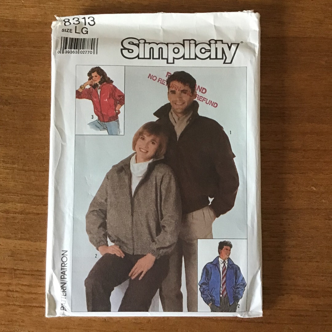 Unisex Bomber Jacket Pattern UNCUT Simplicity 8313 Size Large 38 40 ...