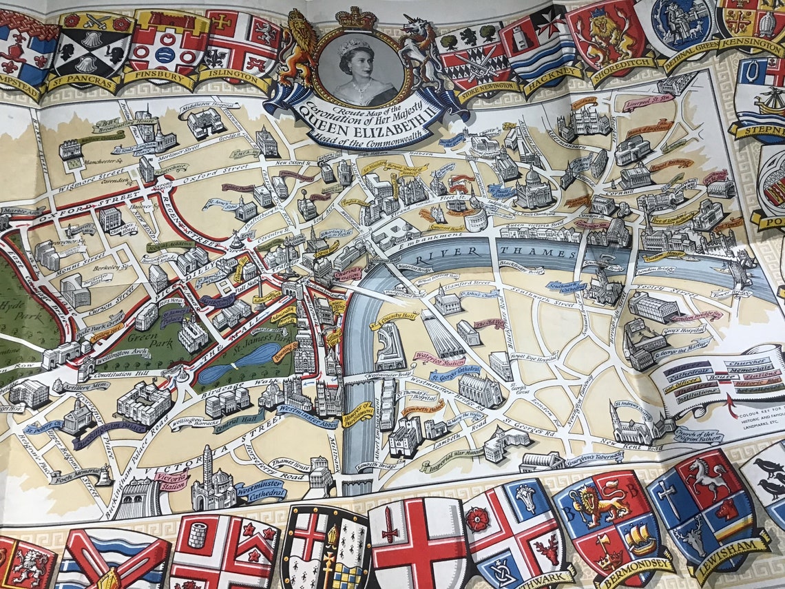 Queen Elizabeth II Historic and Educational Map of the Route - Etsy Canada