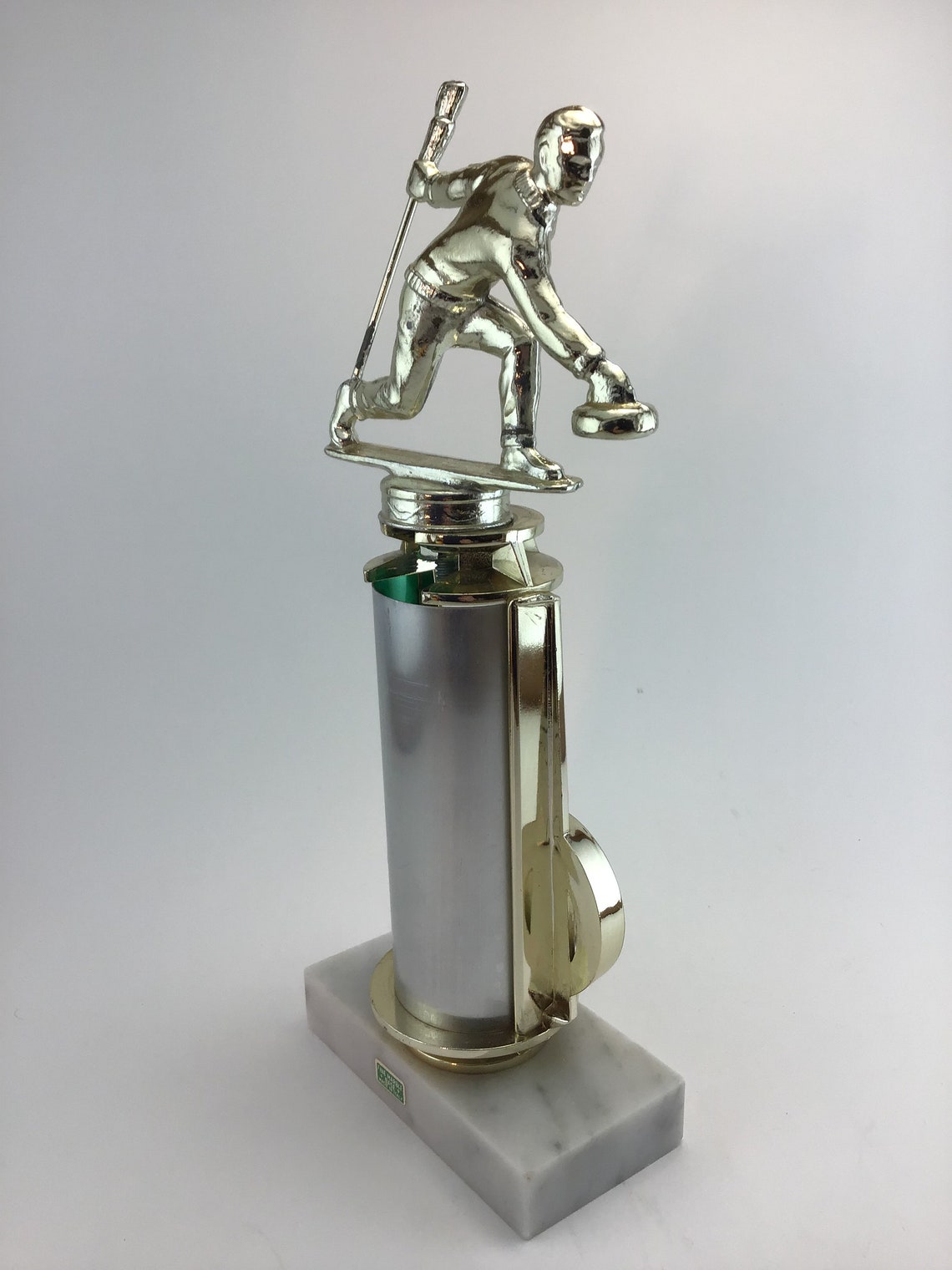 Curling Trophy Mid-century Marble Base Green - Etsy