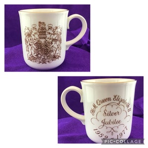 Queen Elizabeth II Silver Jubilee Mug 1952 1977 Coffee Cup Tea Mug ...