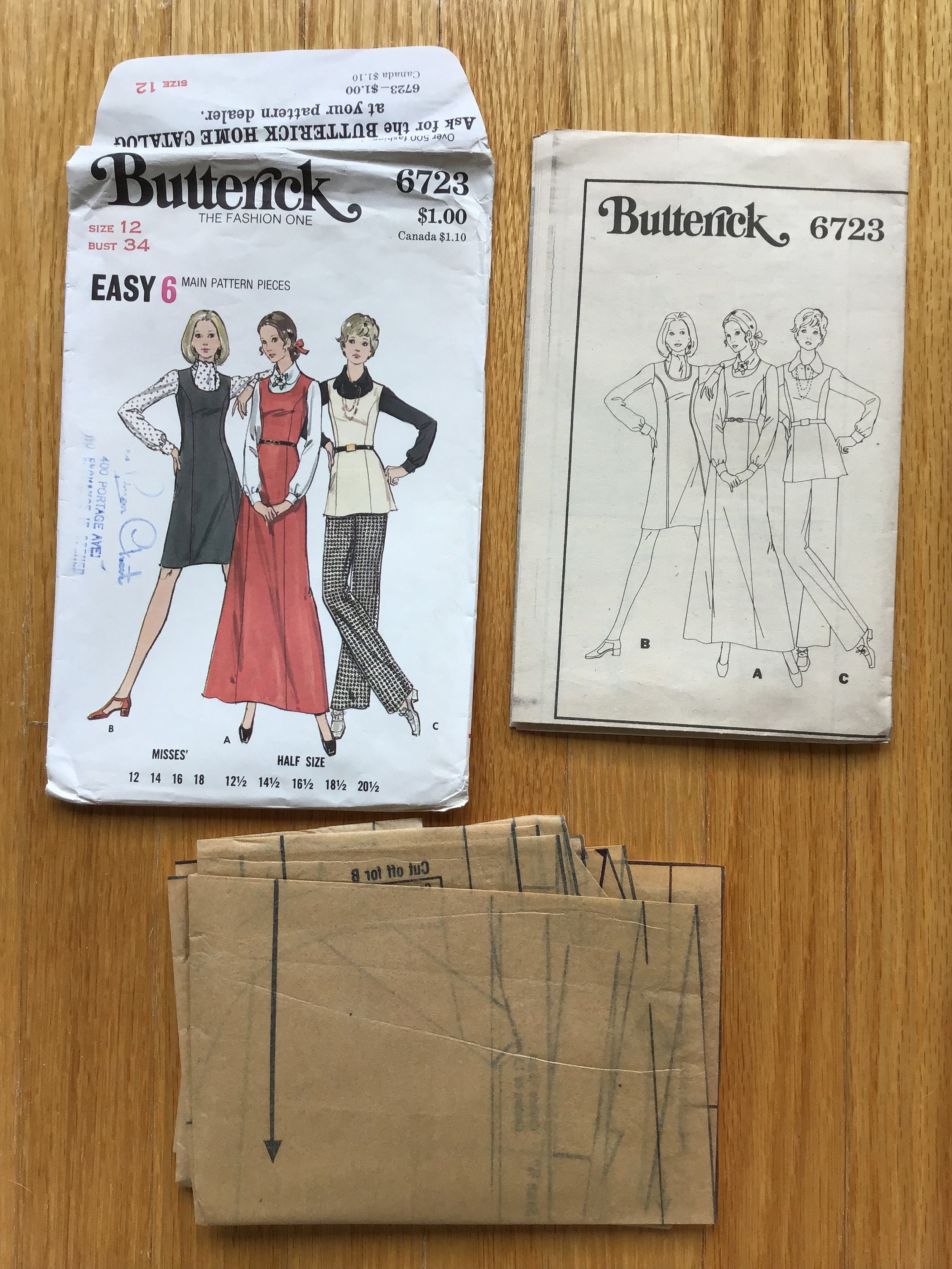 Easy Jumper Tunic and Pants Pattern Misses Butterick 6723 Bust 34 1970s ...