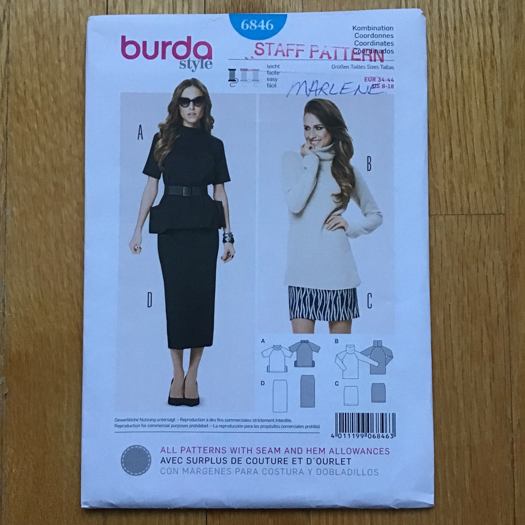Misses Top and Skirt Pattern Burda Style 6846 UNCUT Size 8 - 18 - Etsy
